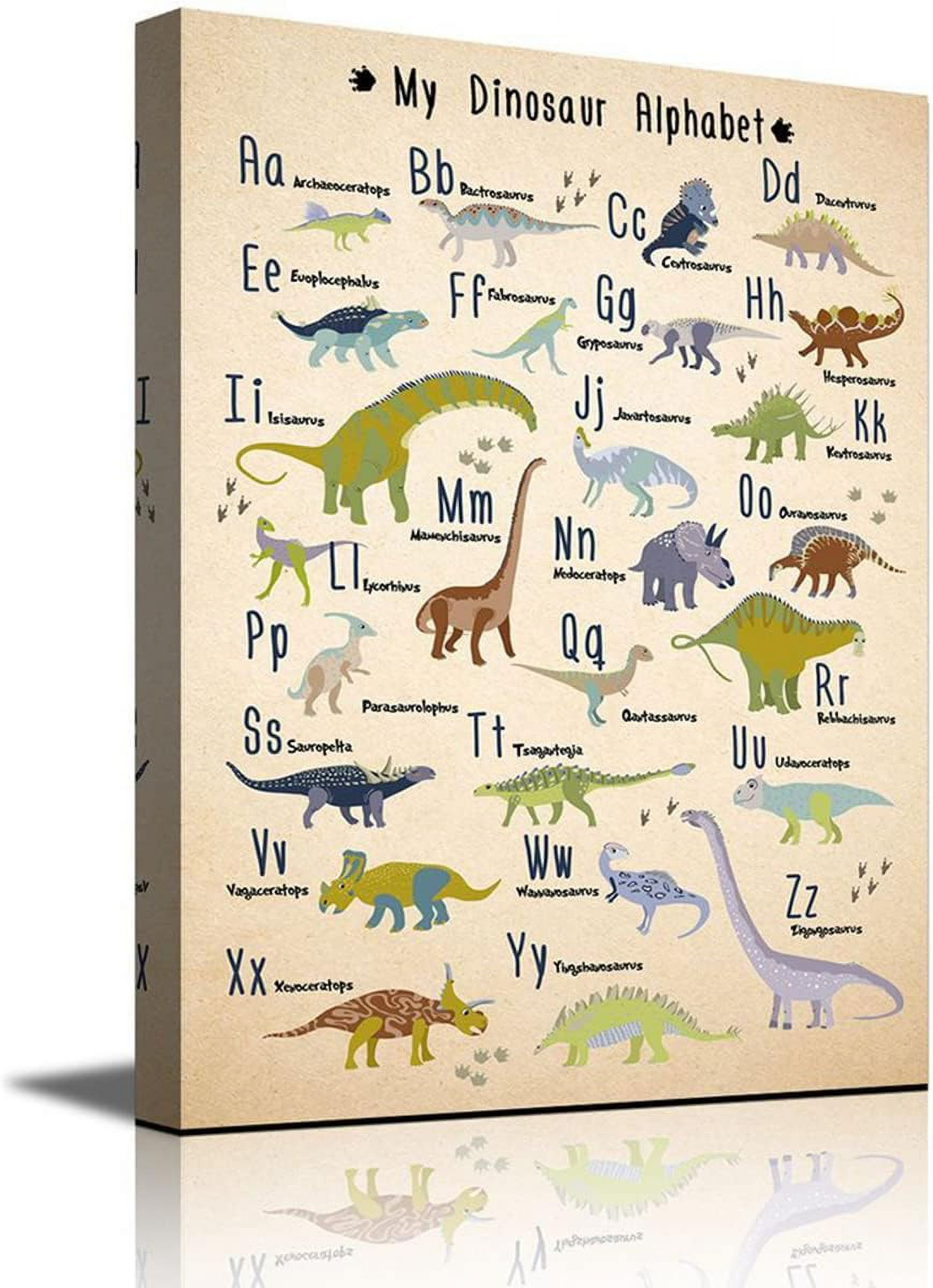 AXXPostersBathroom Art Dinosaur Alphabet Cartoon Artwork Preschool ...