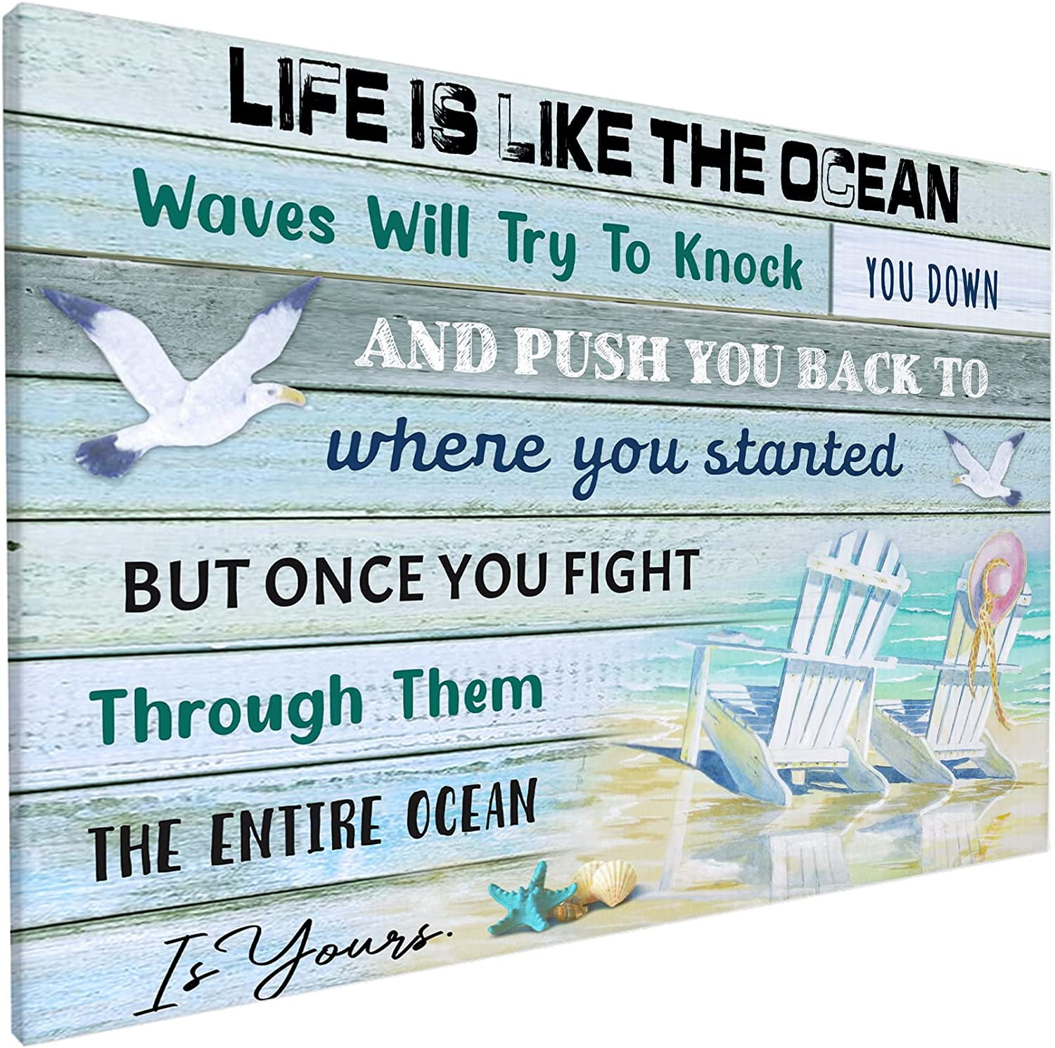 AXXPostersInspirational Wall Art Motivational Ocean Beach Scenery ...