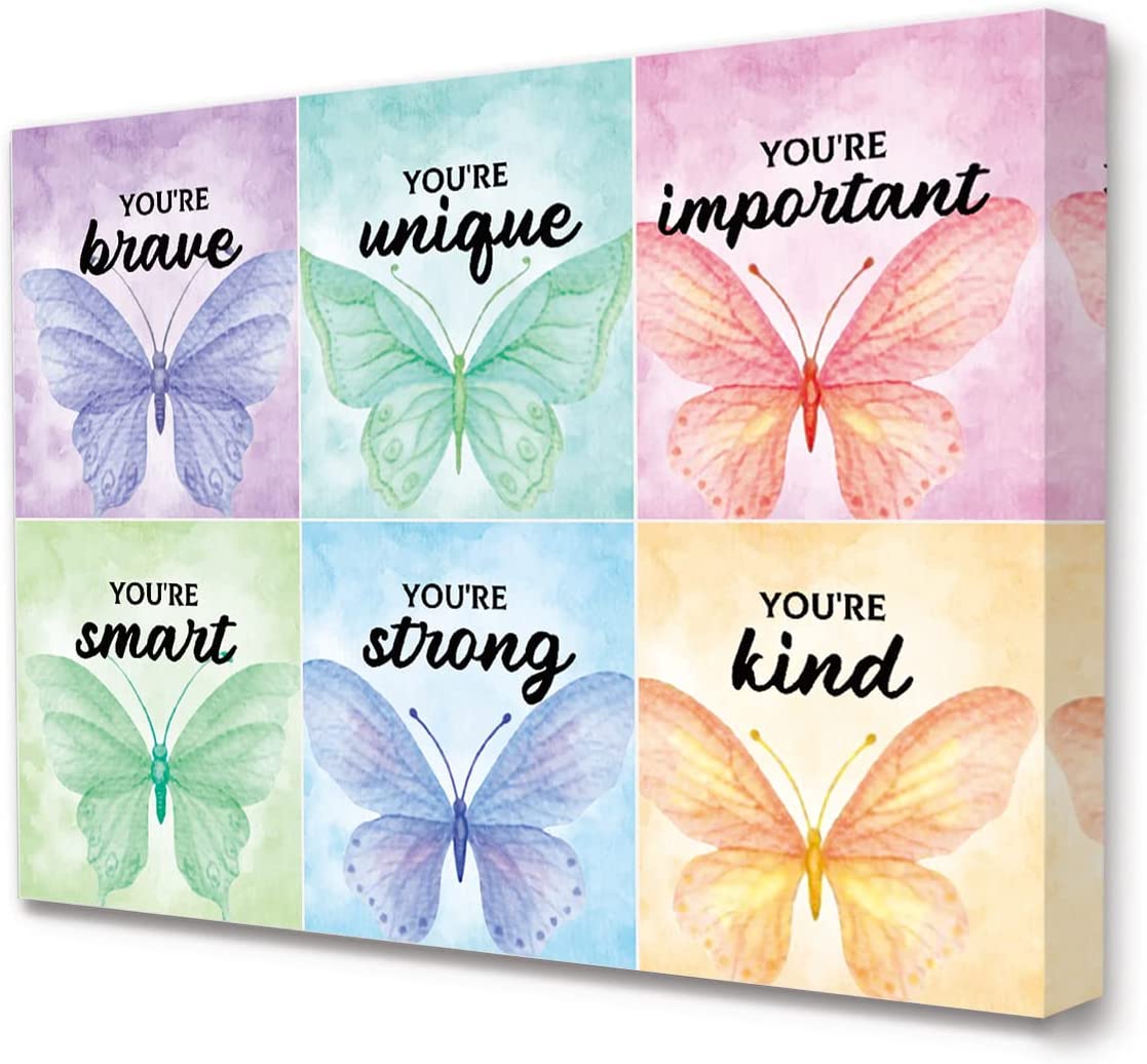 AXXPostersKids Affirmation Colorful Butterfly Canvas Wall Art,You Are ...