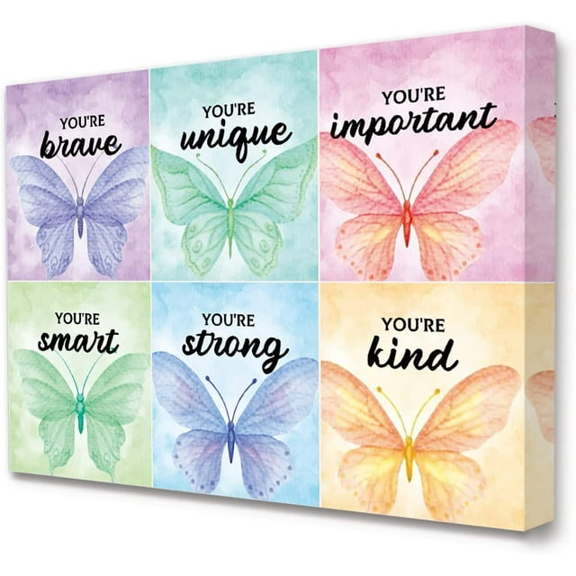 AXXPostersKids Affirmation Colorful Butterfly Canvas Wall Art,You Are ...