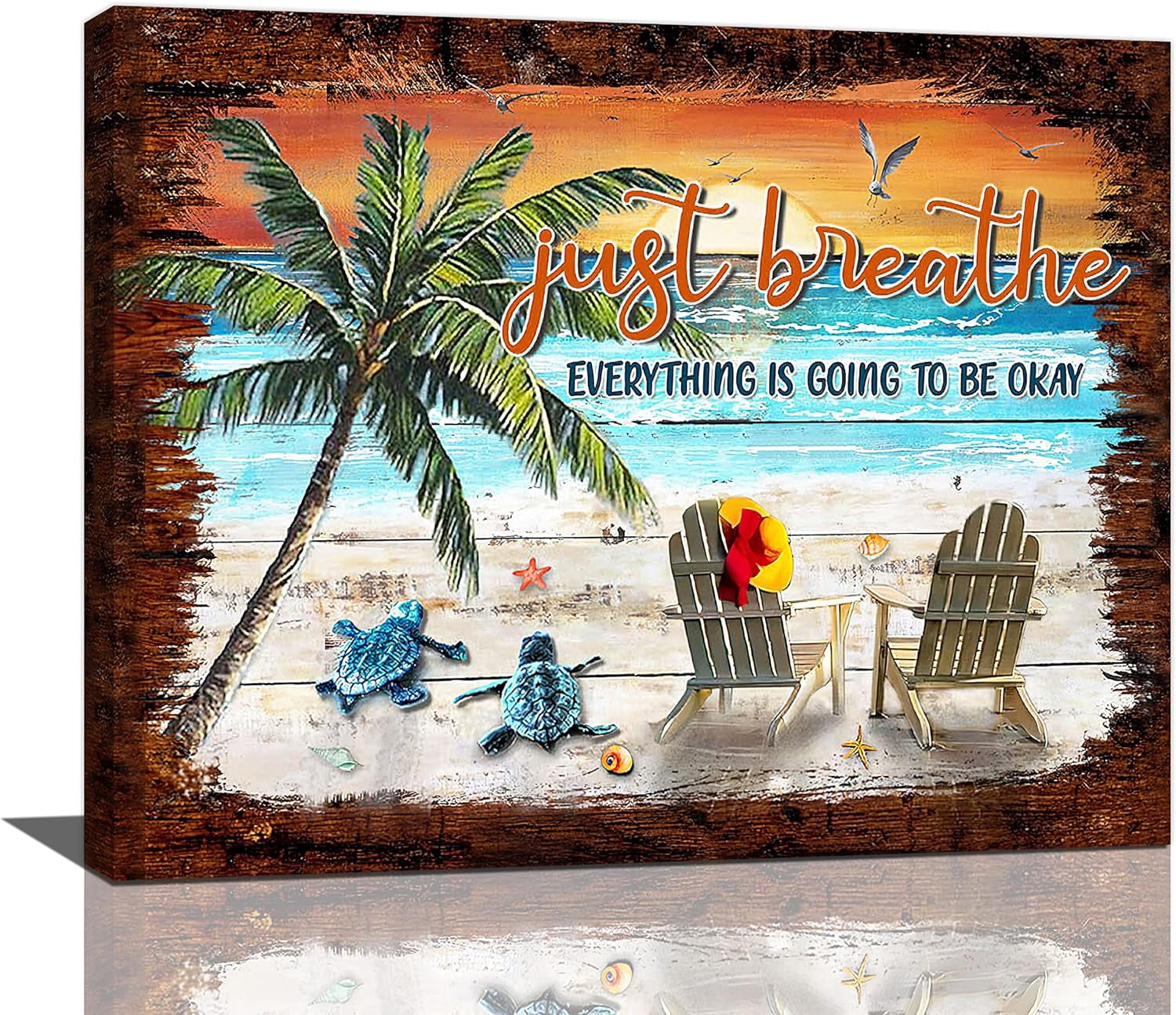 AXXPostersSea Turtle Bathroom Decor Wall Art Funny Teal Turtle Bathtub ...