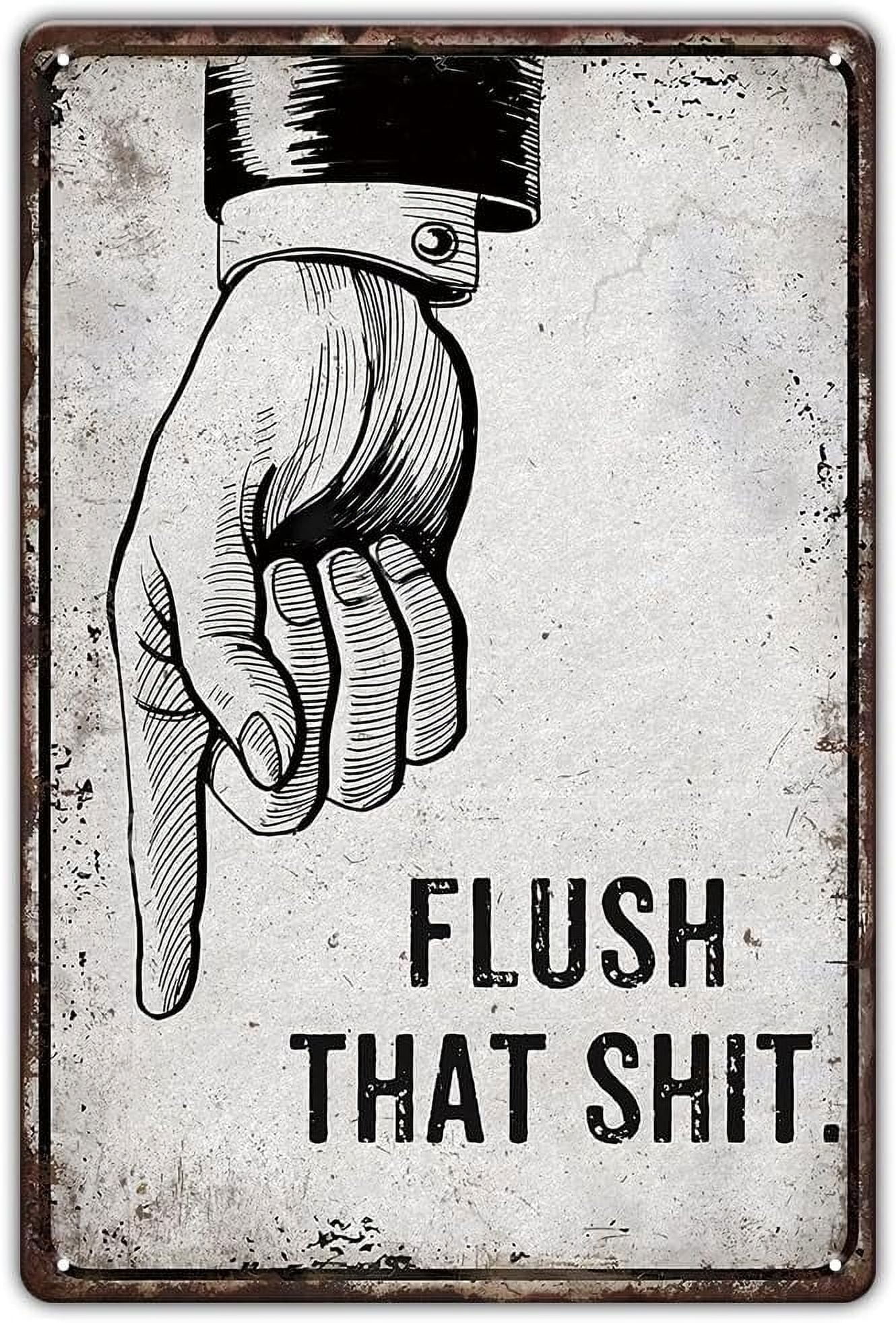 AXXTinsing Flush That Shit Sign - Funny Bathroom Signs Wall Decor ...