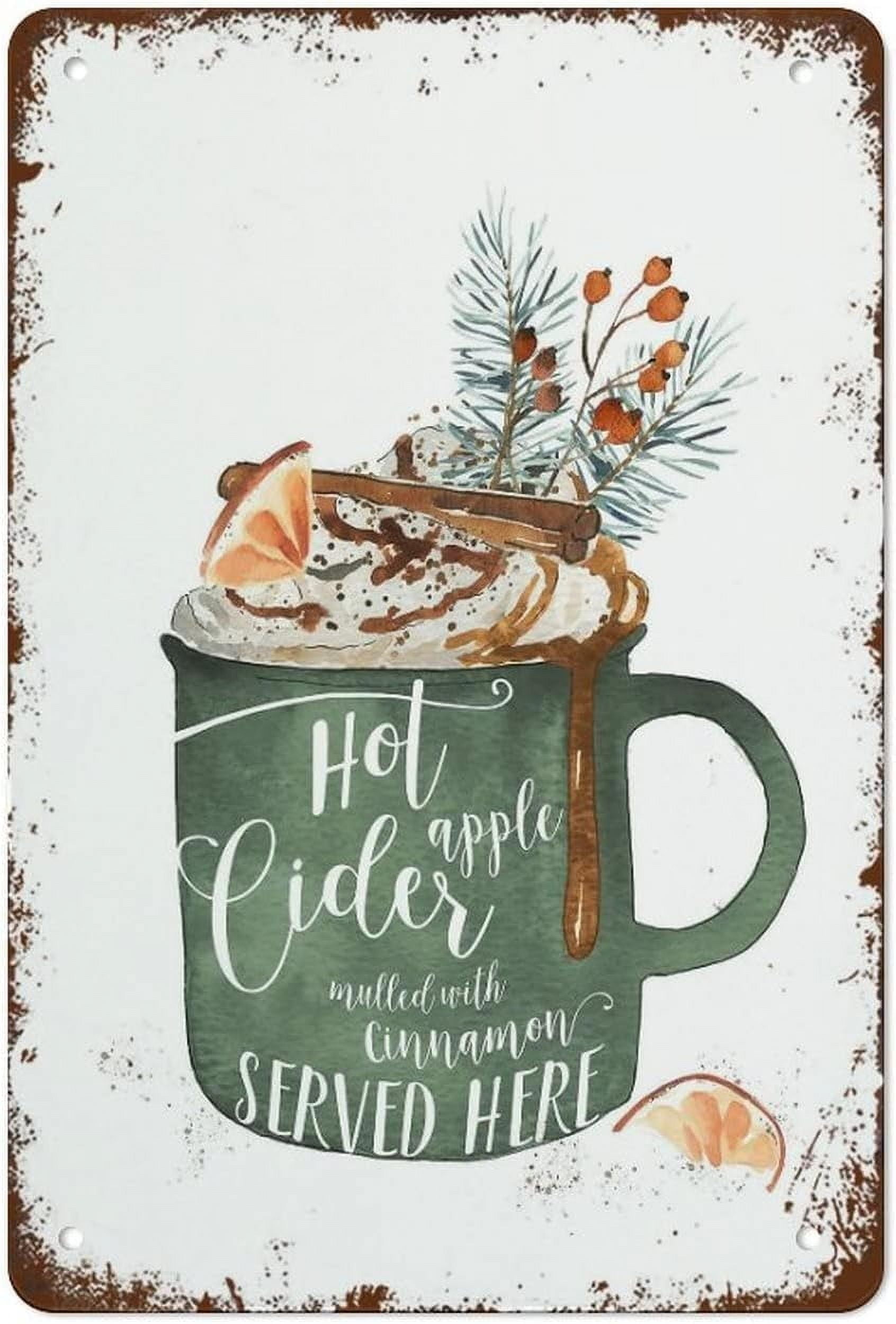 AXXTinsing Hot Apple Cider Kitchen Sign Fall Sign Vintage Tin Signs ...