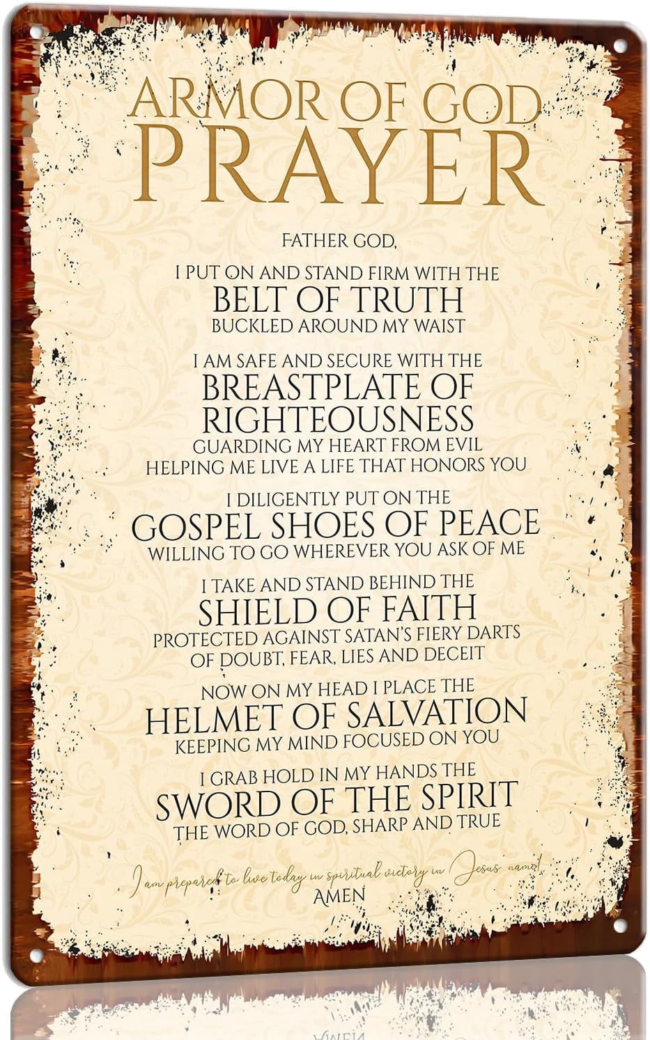AXXTinsing Metal Tin Sign Armor of God, Christian Prayer Wall Art ...