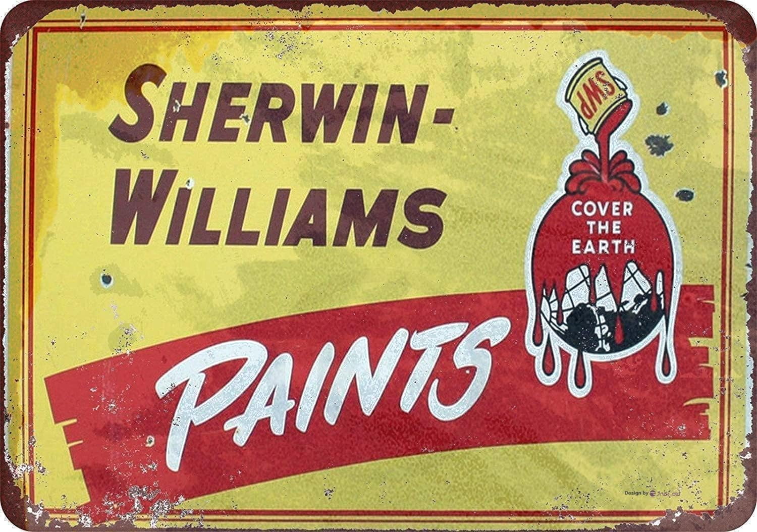 AXXTinsing Retro Metal tin Sign Sherwin Williams Paints Yellow Sign ...