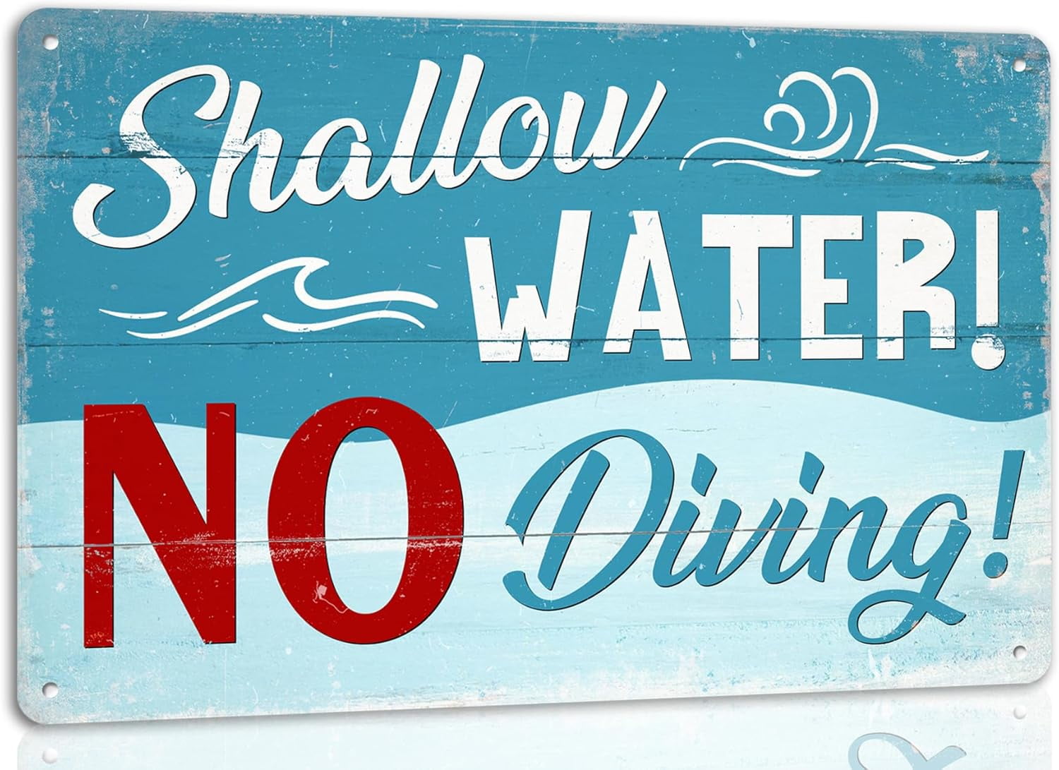AXXTinsing Shallow Water No Diving Funny Pool Rules Metal Tin Sign ...
