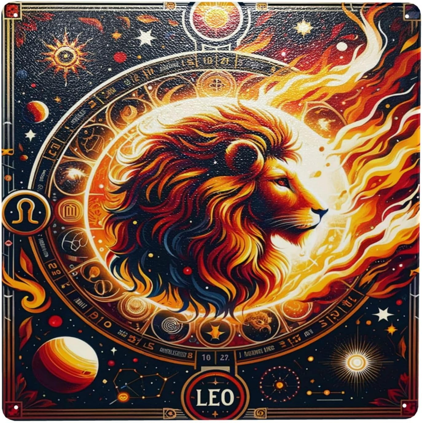 AXXTinsing Twelve Constellations Majestic Leo Fire Zodiac Tin Sign Home ...