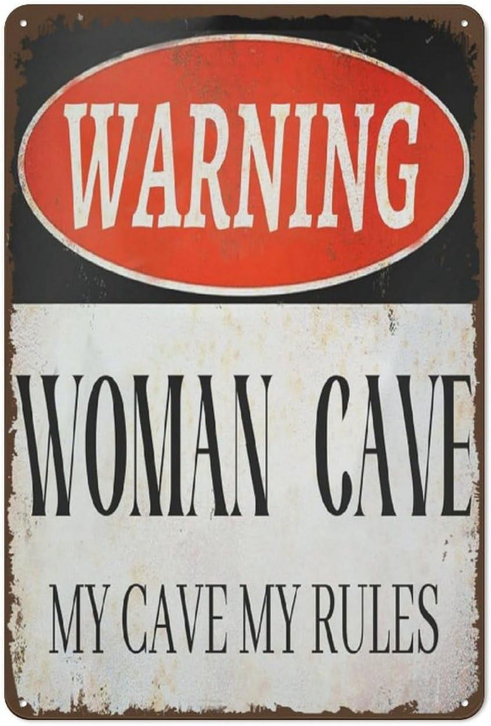 AXXTinsing Vintage Metal Tin Sign Woman Cave My Cave My Rules Metal ...