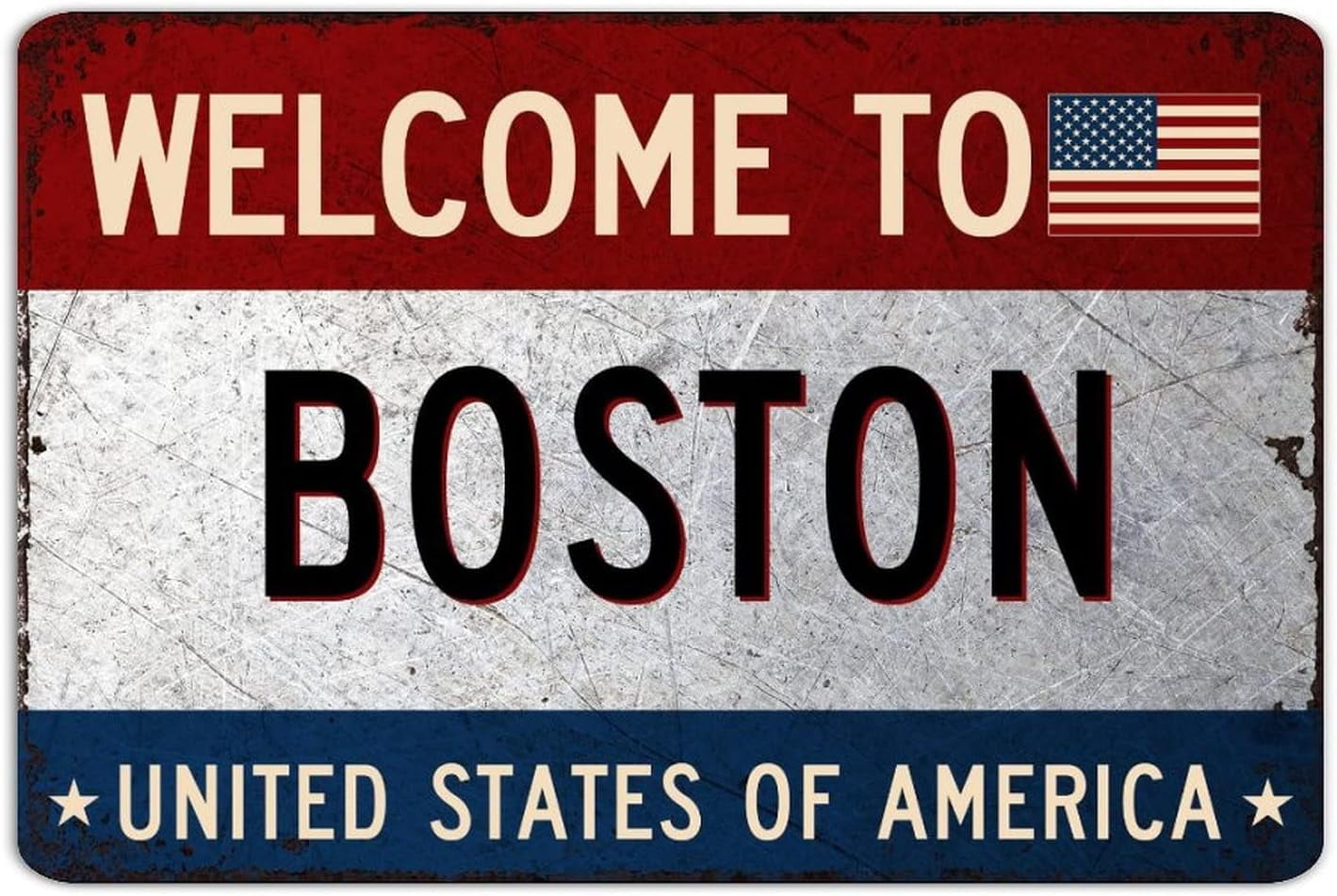 AXXTinsing Welcome to US City Metal Wall Decor Boston Metal Tin Sign ...