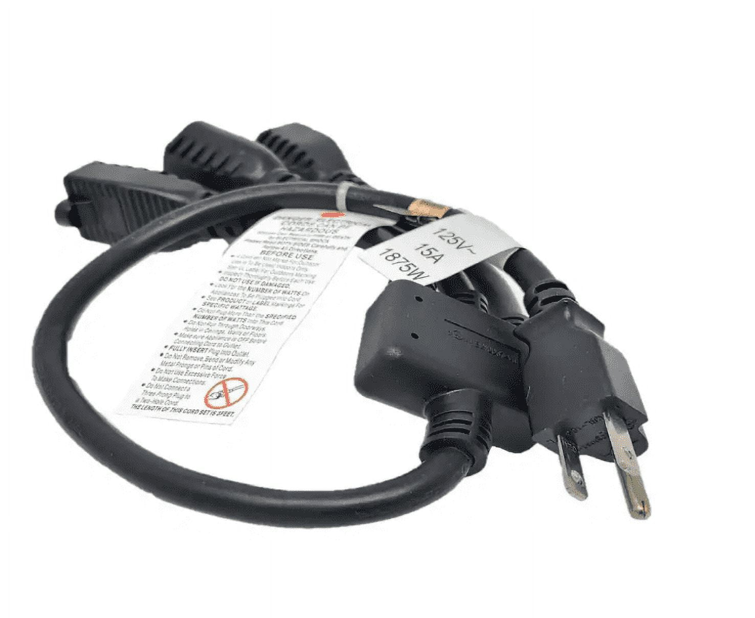 AYA 14 Inch Power Splitter Extension Cord (1-to-3) 14AWG NEMA 5-15P to ...