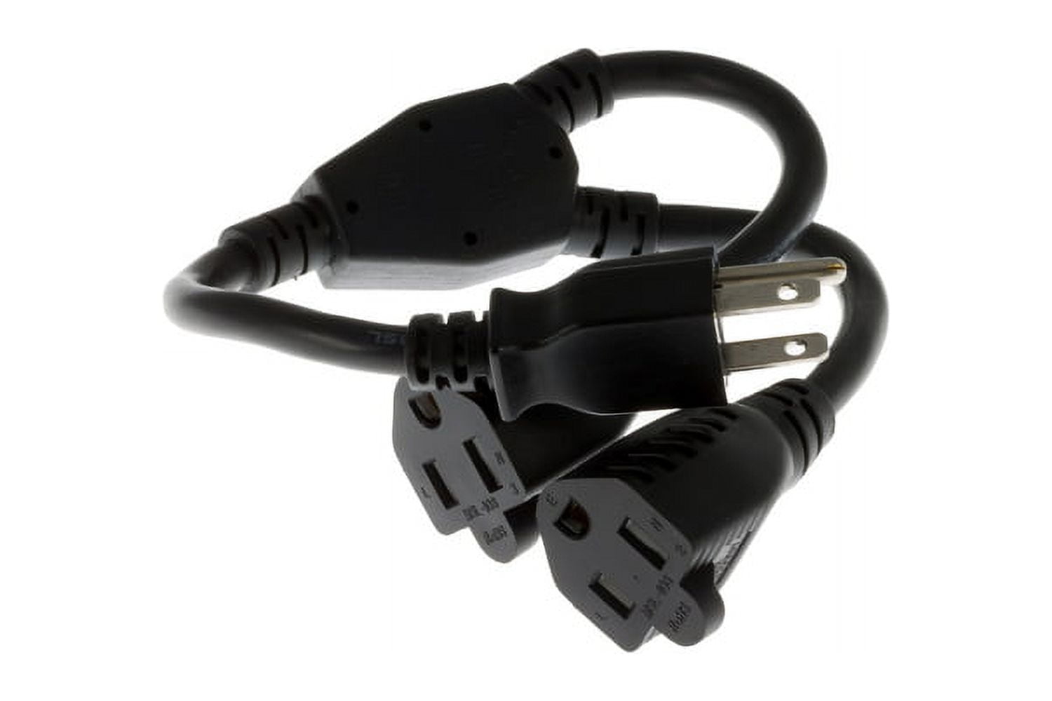 AYA 14" Power Splitter Y Extension Cord 16AWG NEMA 5-15P to Two 5-15R ...
