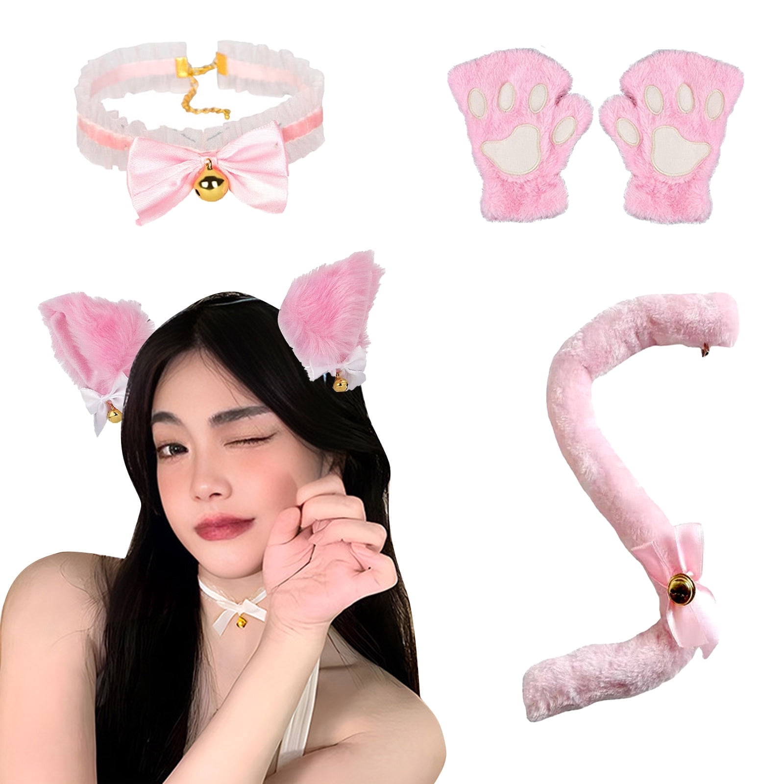 AYA 4 Pcs Cat Therian Mask Therian Set Tail Wolf Mask Long Fox Tail ...