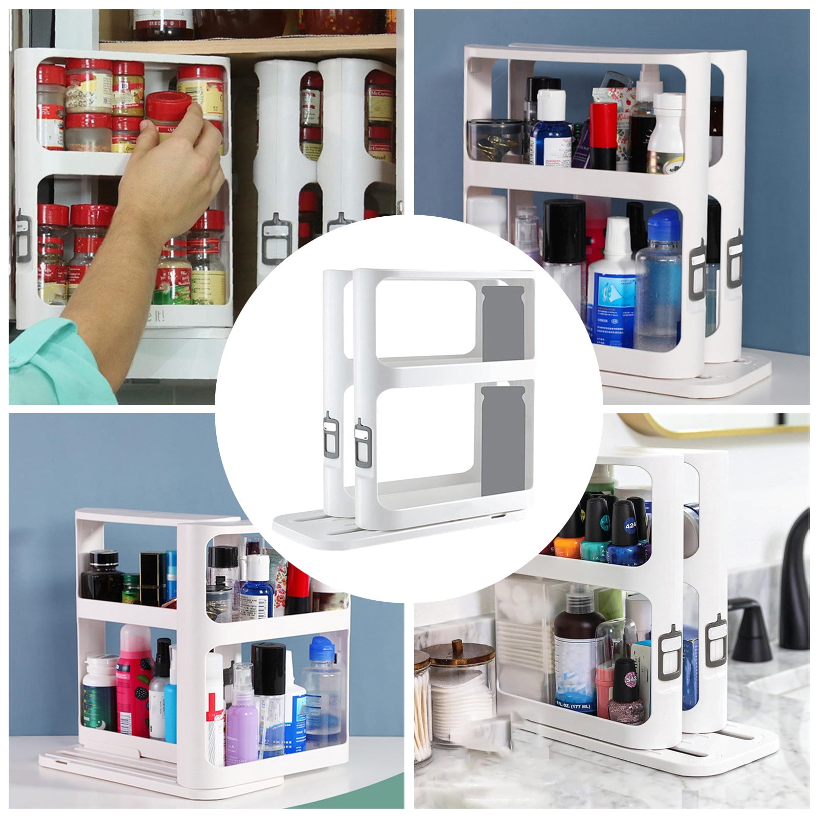 AYA Kitchen Rotating Storage Stand Pull And Rotate Rack Double Non Base ...