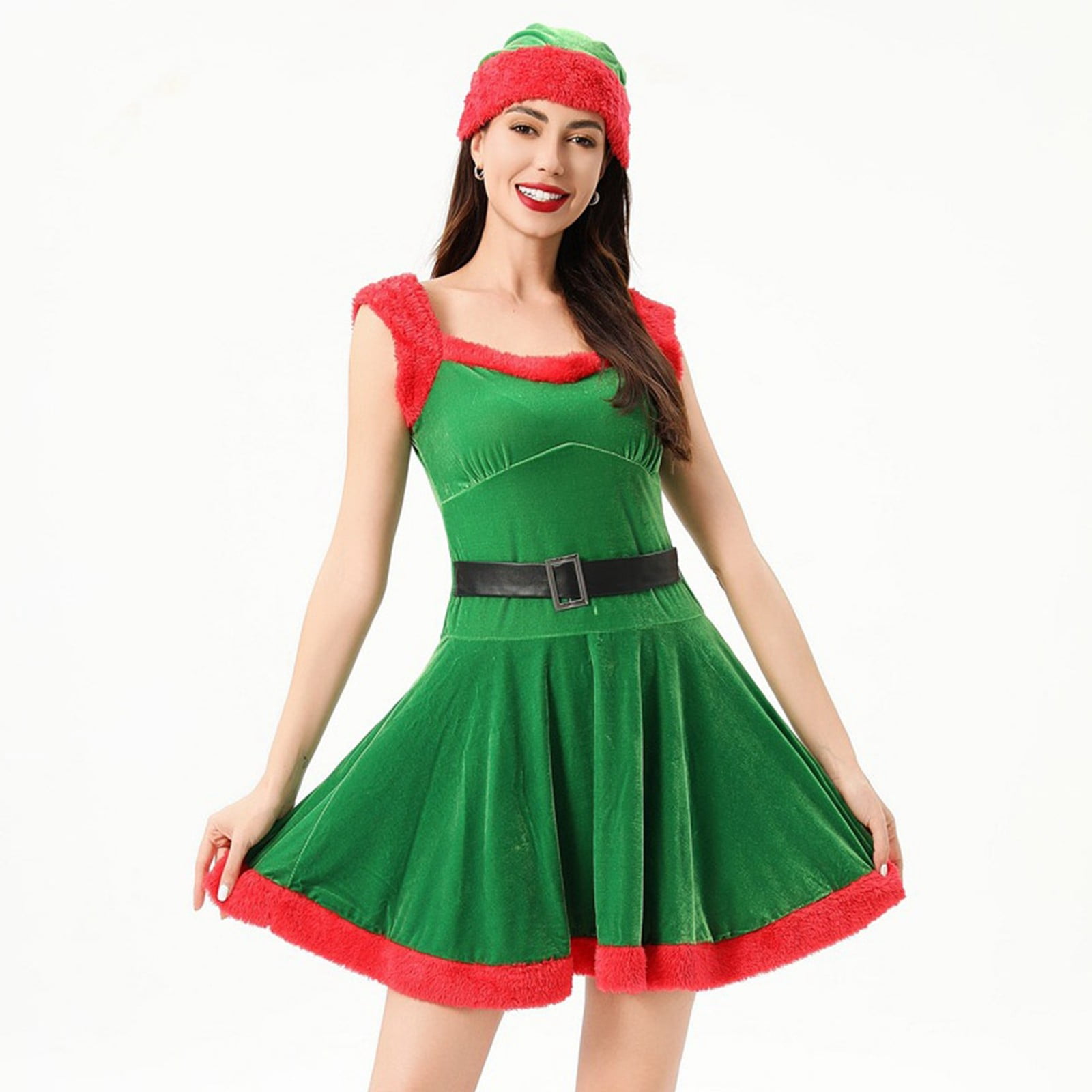 Aya Ladies Christmas Sexy Party Prom Dress Up Santa Christmas Dress No Foot Covers