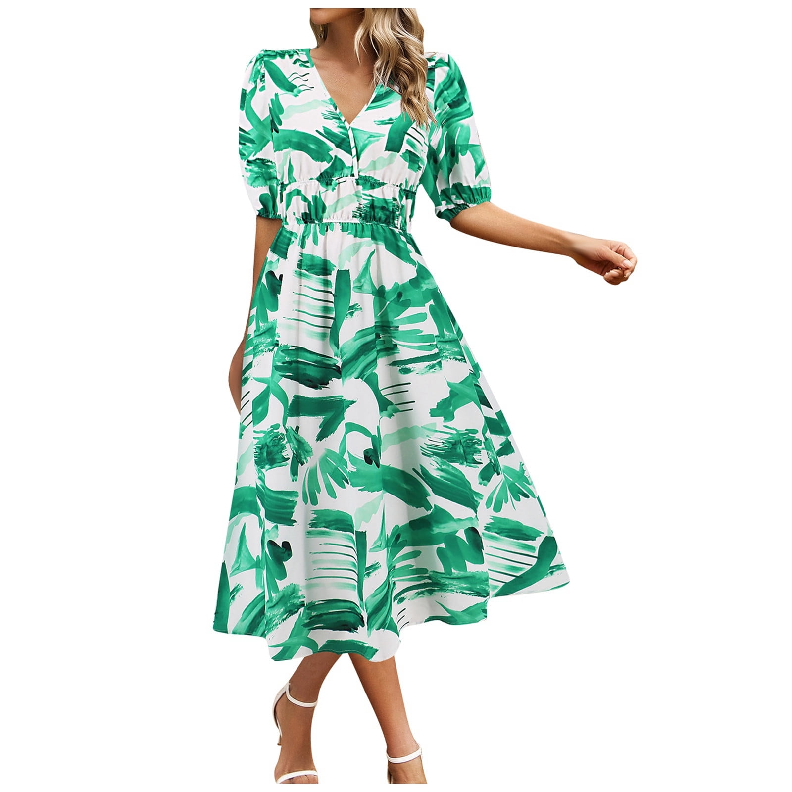 AYA Summer Dresses for Women 2024 Short SleeveBeach Sundress Swing Casual Loose Tank T-shirt ...