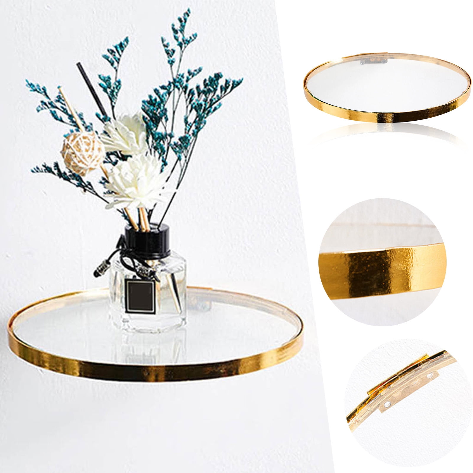 AYA Wall Mounted Glass Ledge Rack Floating Decorative Display Shelf ...