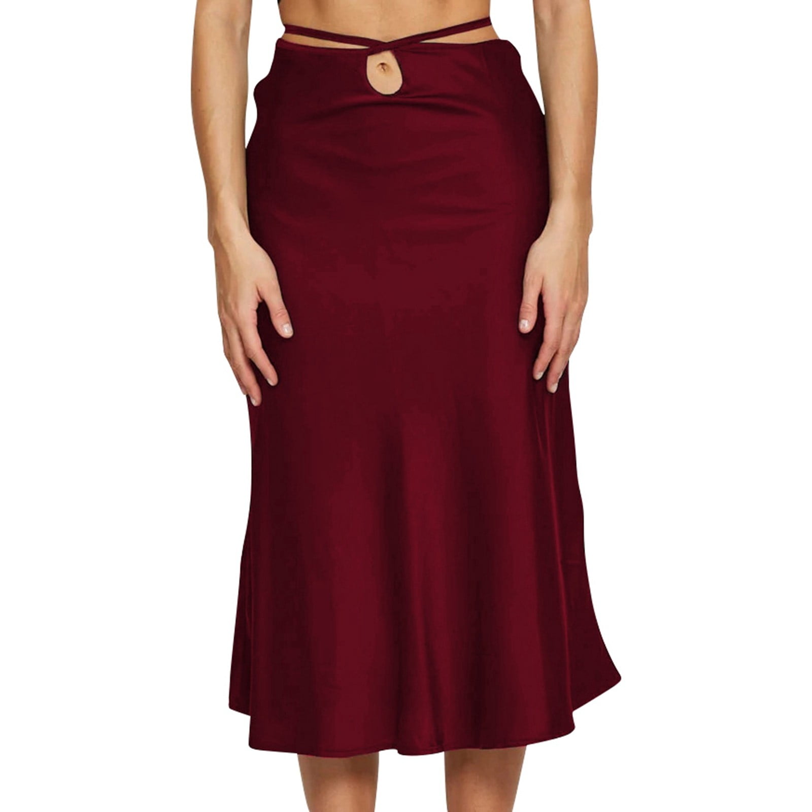 AYA Women's Satin Solid Color Zipper Skirt Fashion Simple Sexy Dress ...