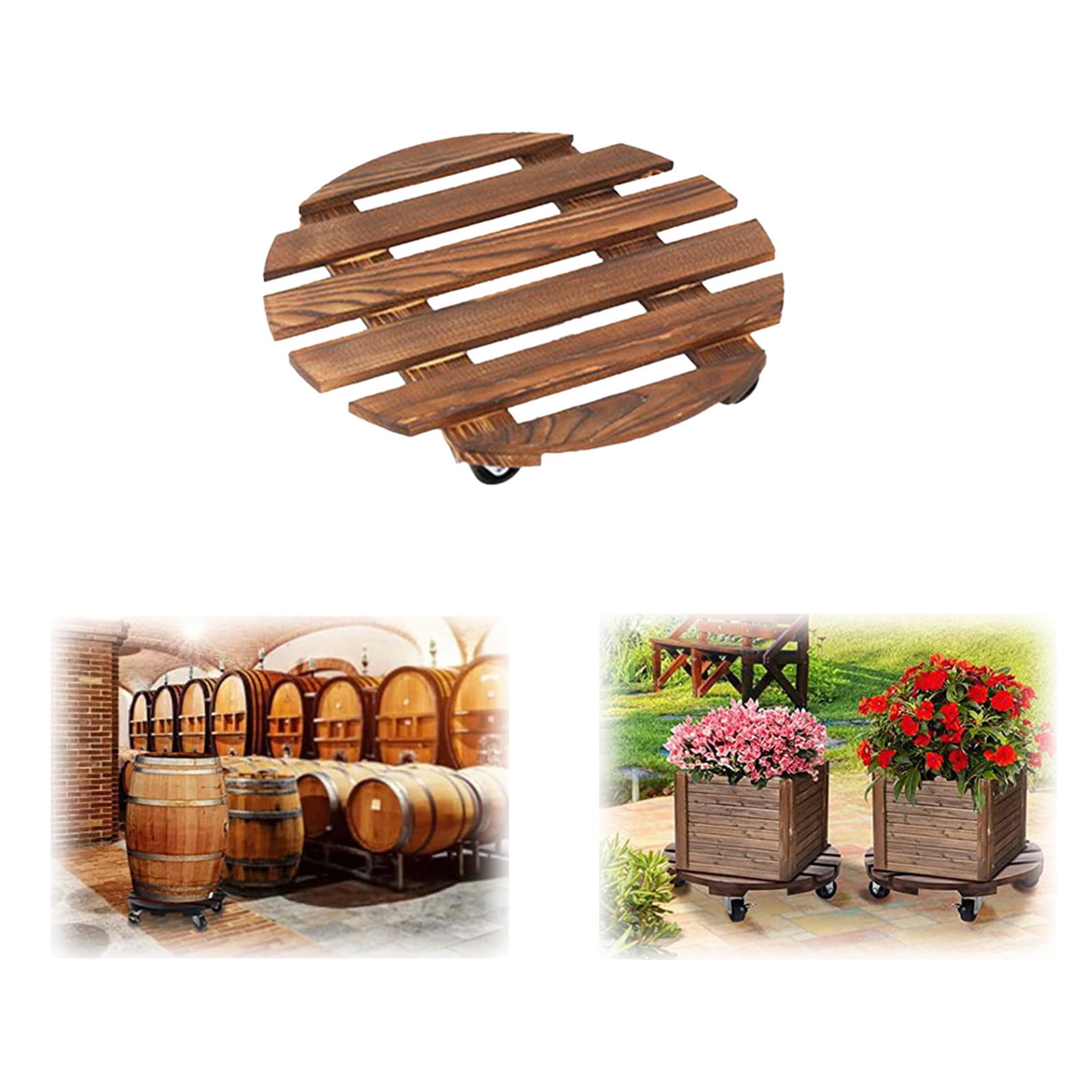 AYA Wood Caddy With Wheels Hardwood Stand With 360° Lockable Wheels For ...