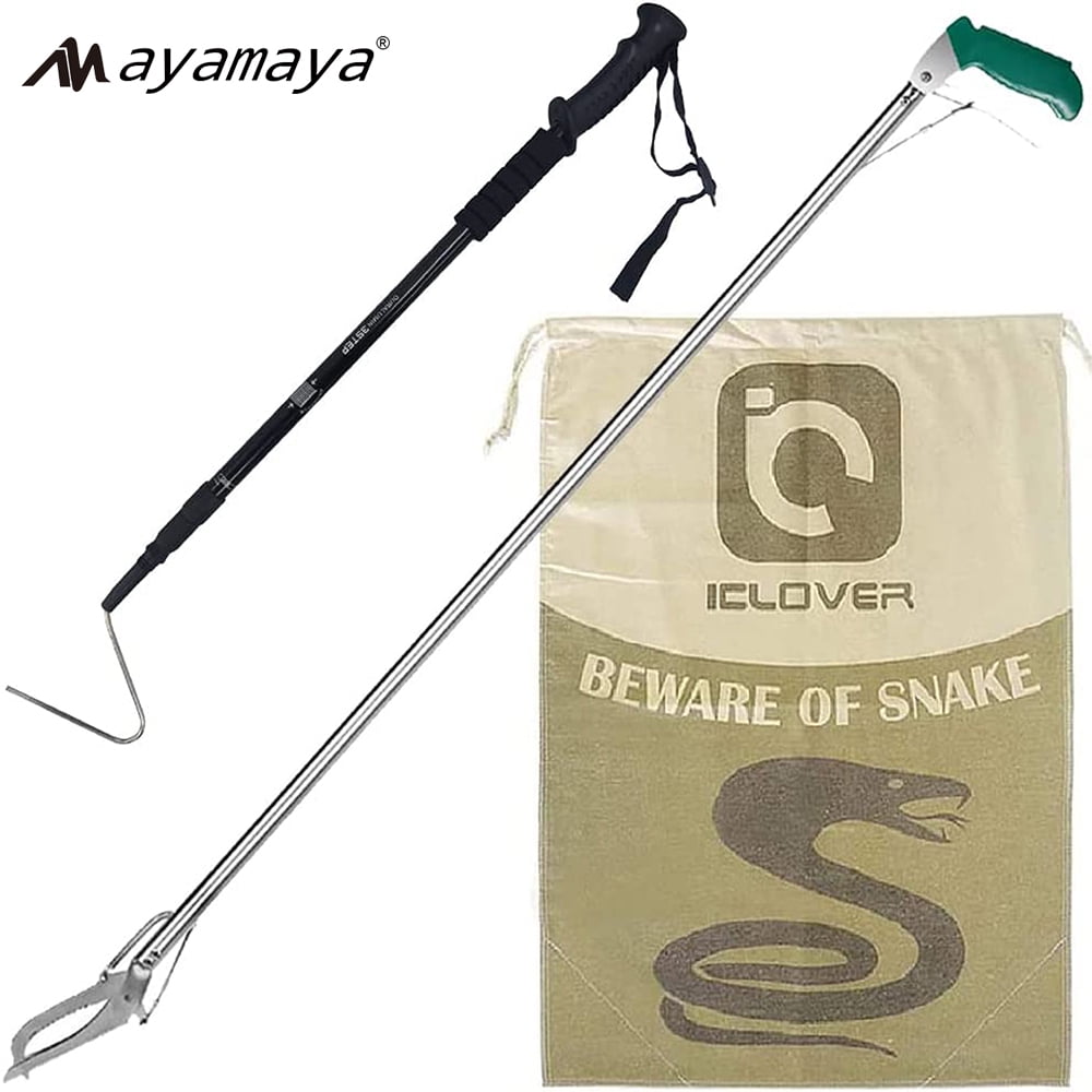 "AYAMAYA 57" Retractable Snake Hook+47” Snake Tong +Snake Bag with ...