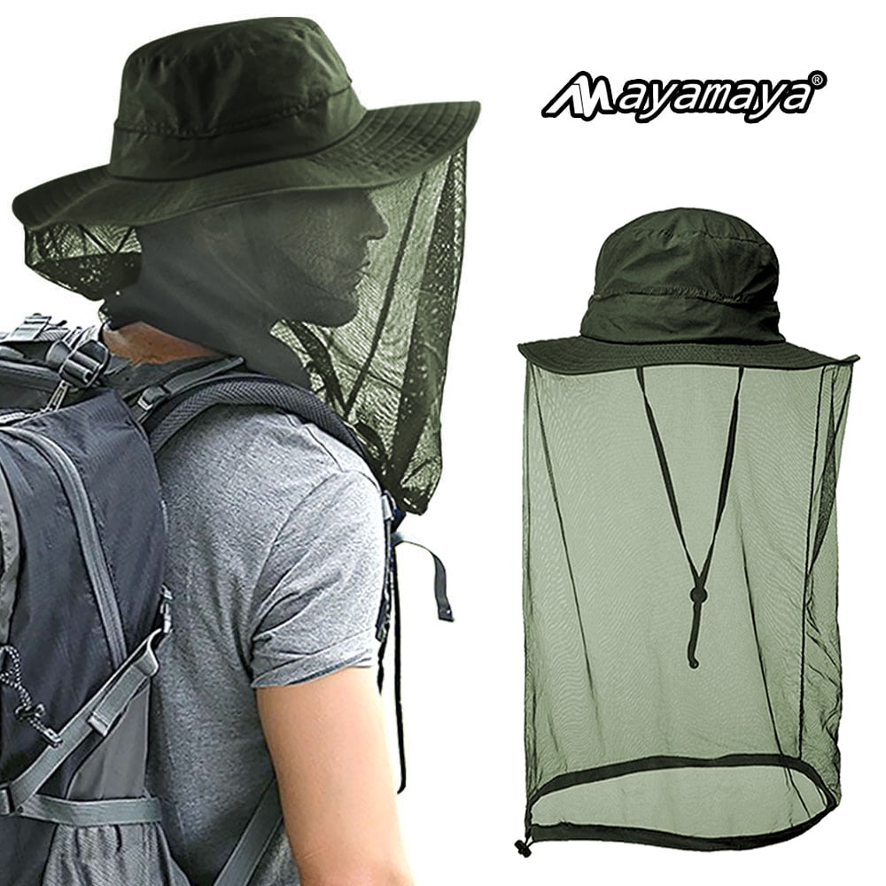 AYAMAYA Net Hat with Neck Face Cover, Anti Mosquito Fishing Hat with ...