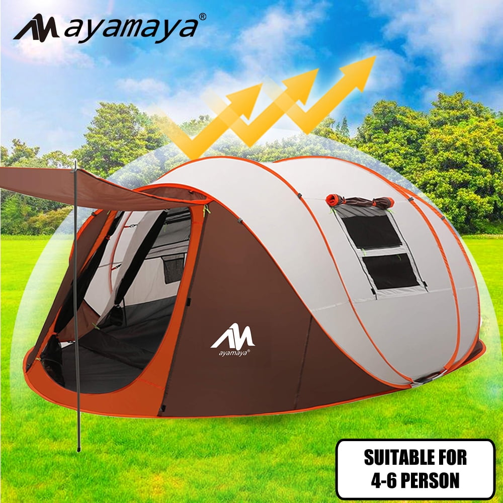 Free Shipping! AYAMAYA Pop Up Tent, Double Layer 6 Person Camping Tent ...