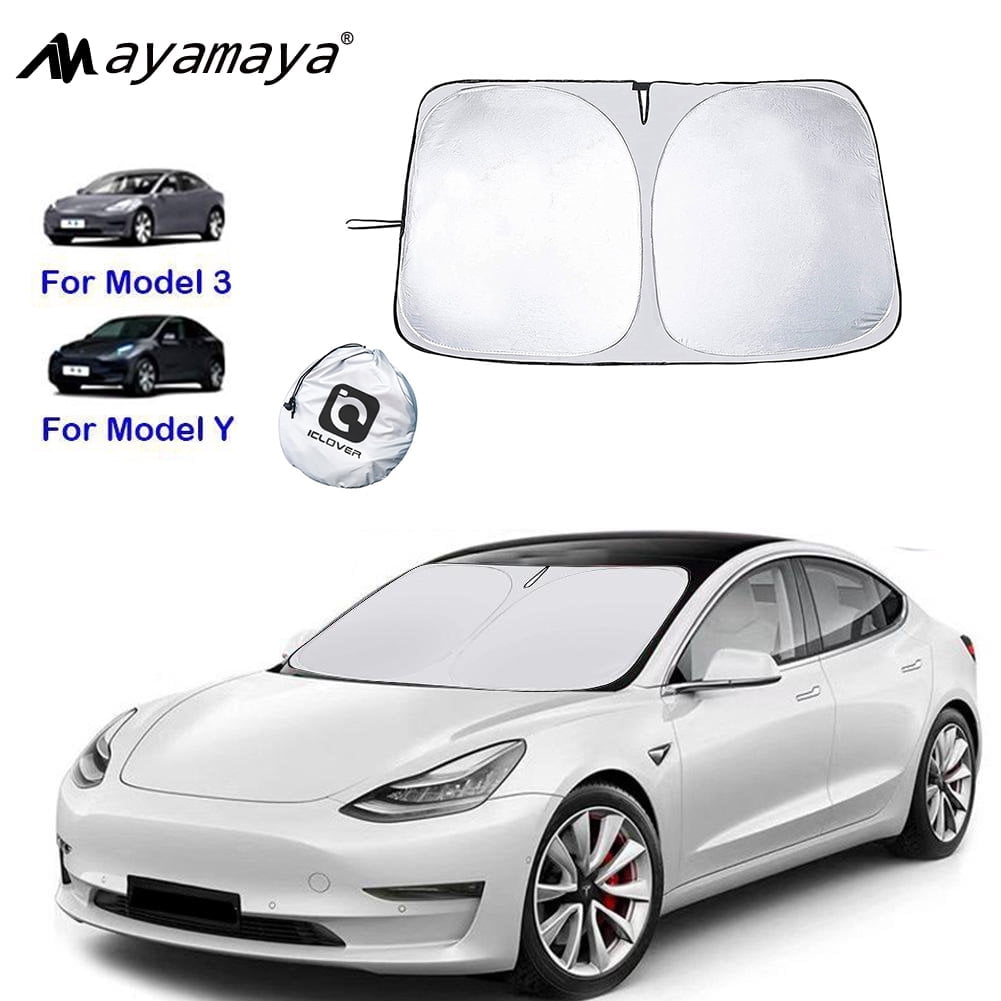 AYAMAYA Tesla Windshield Sunshade, Folding Anti-UV Car Window Shade ...