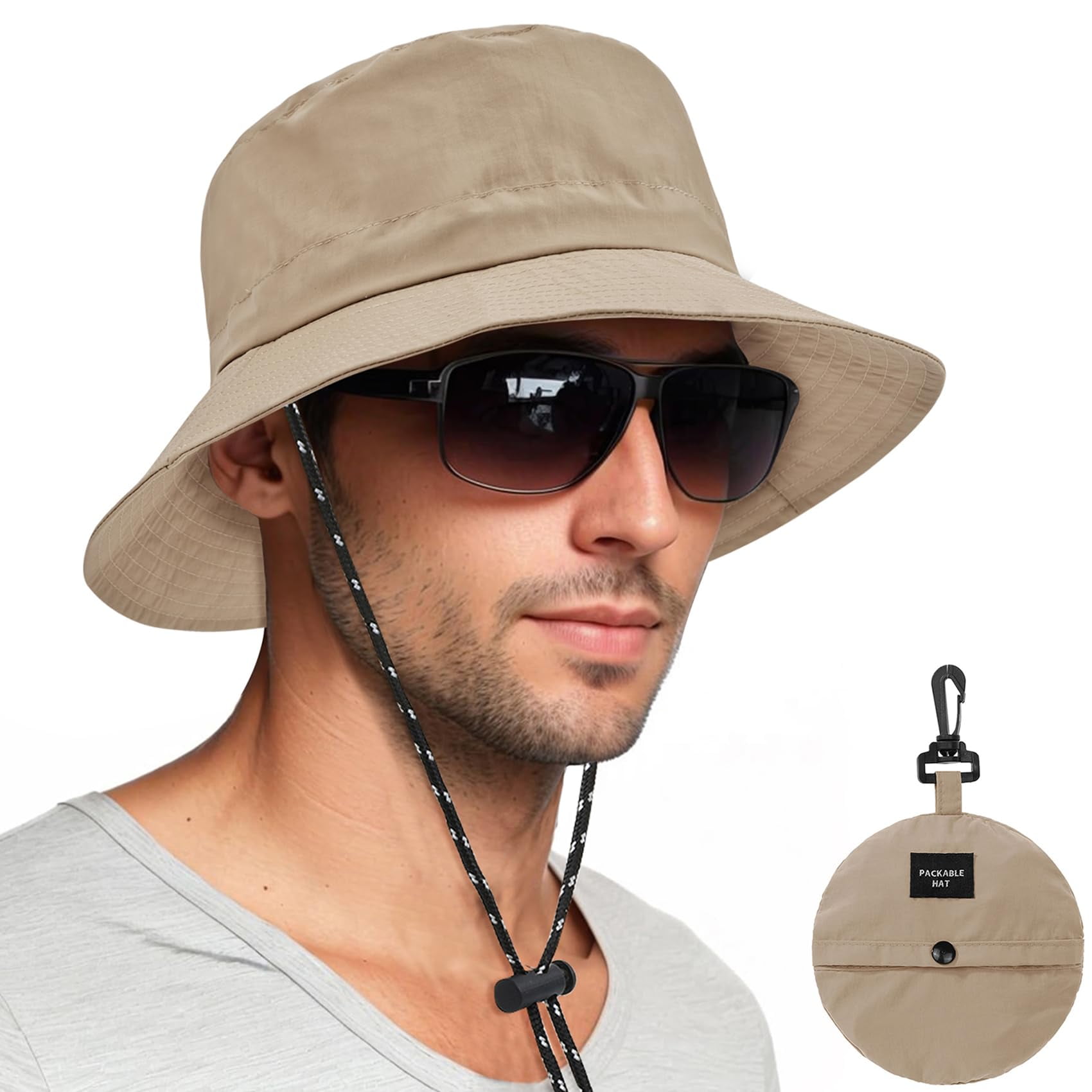 AYAMAYA Waterproof Safari Hats, Lightweight Wide Brimmed Sun Protection ...