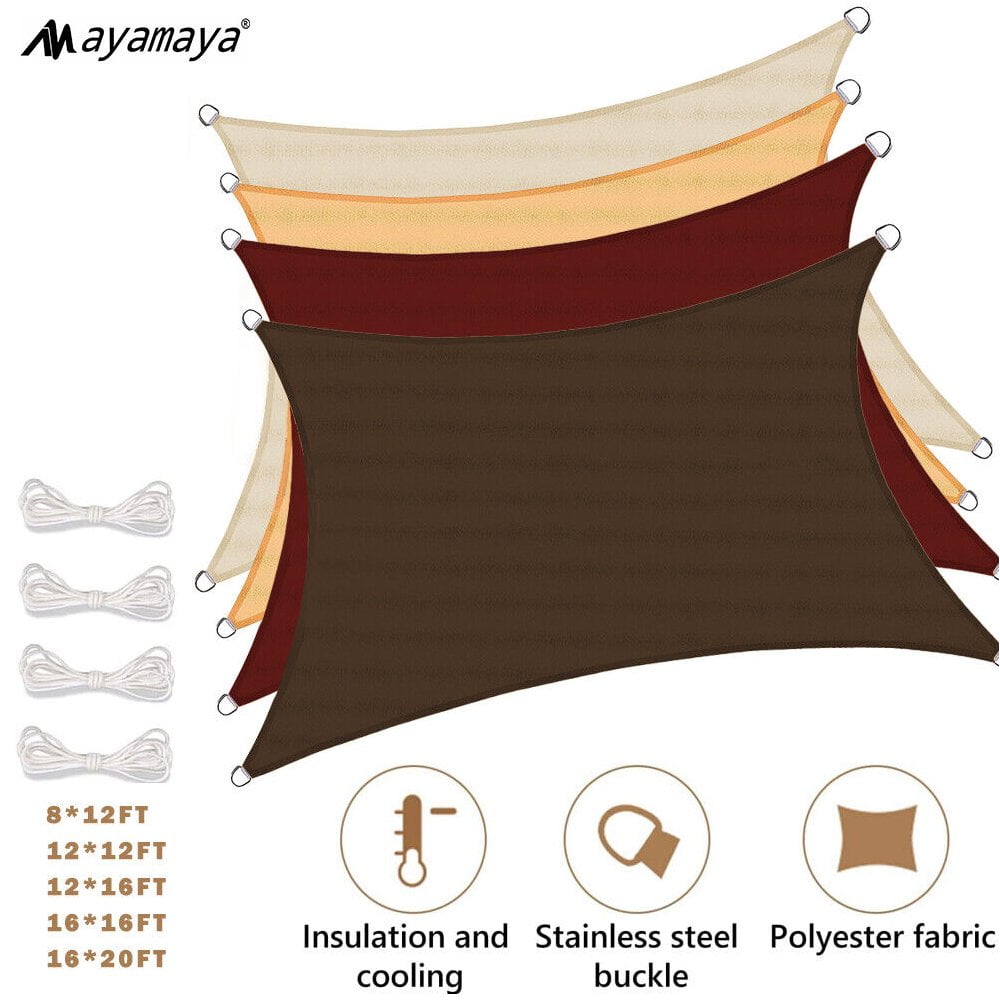 AYAMAYA Waterproof Shade Sail Patio Awning Outdoor Pool Garden Sun ...