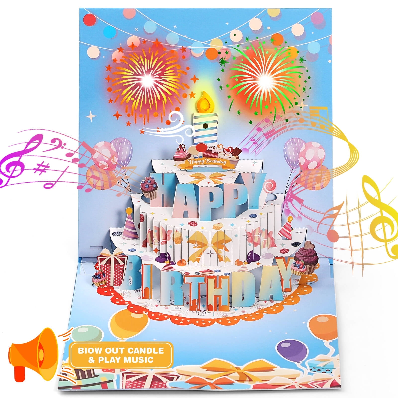 AYAOQIANG Firework Birthday Cards, Light and Music Happy Birthday Card ...
