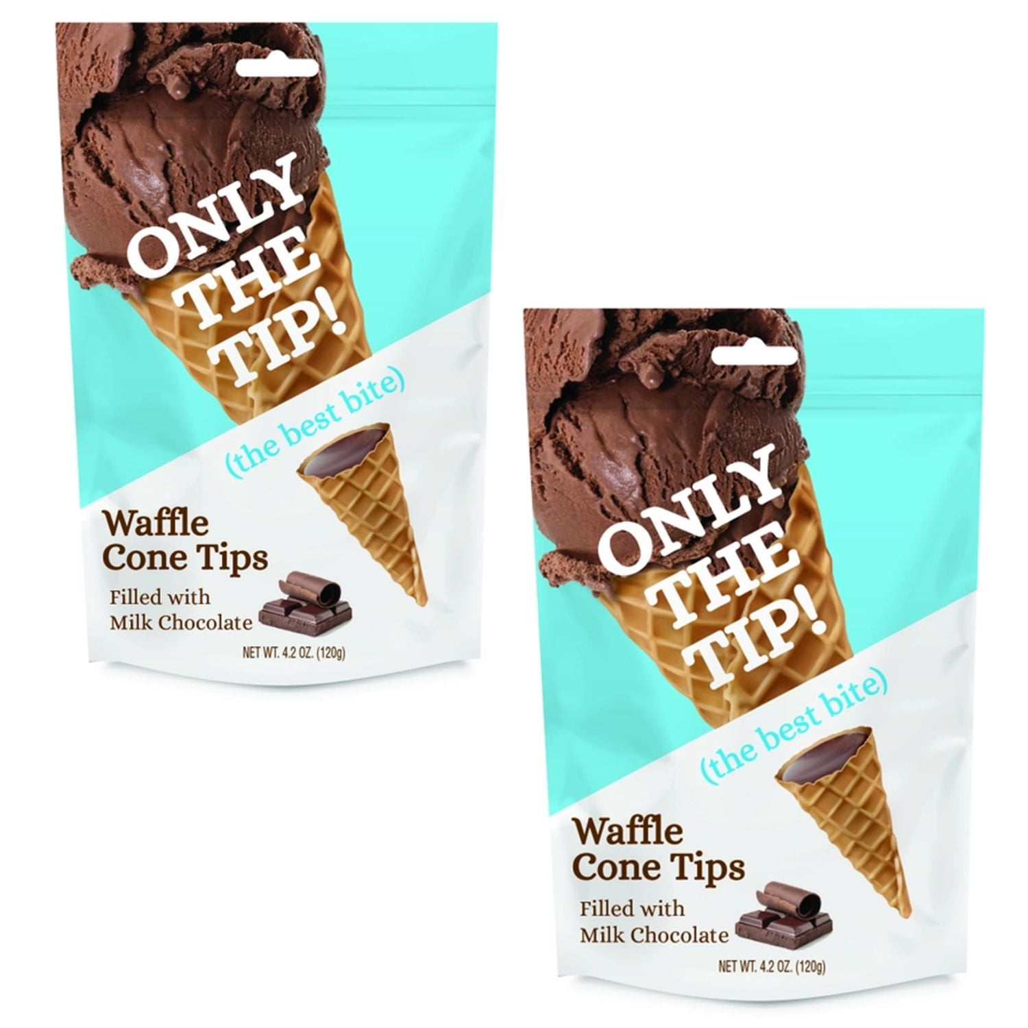 AYC Naturals Waffle Cone Tips Filled with Milk Chocolate, 2 Bags, 4.2 ...