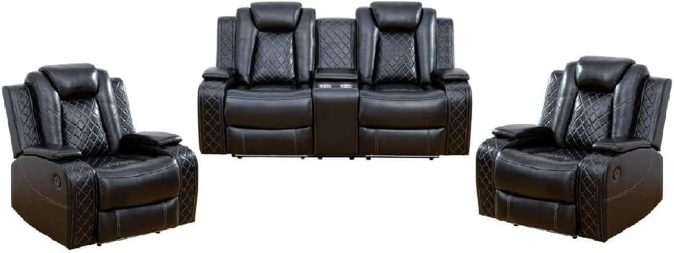 AYCP Multifunction Power Air Leather Recliner Sofa Set with LED Lights ...