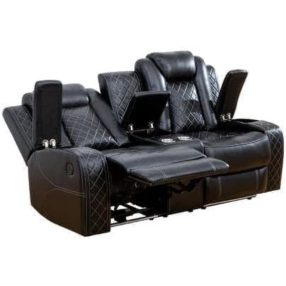 AYCP Multifunction Power Air Leather Recliner Sofa Set with LED Lights ...