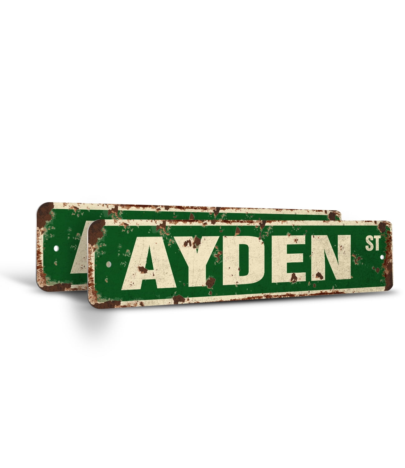 AYDEN Vintage Style Rustic Street Sign – (2 Pack) Childrens Name Room ...