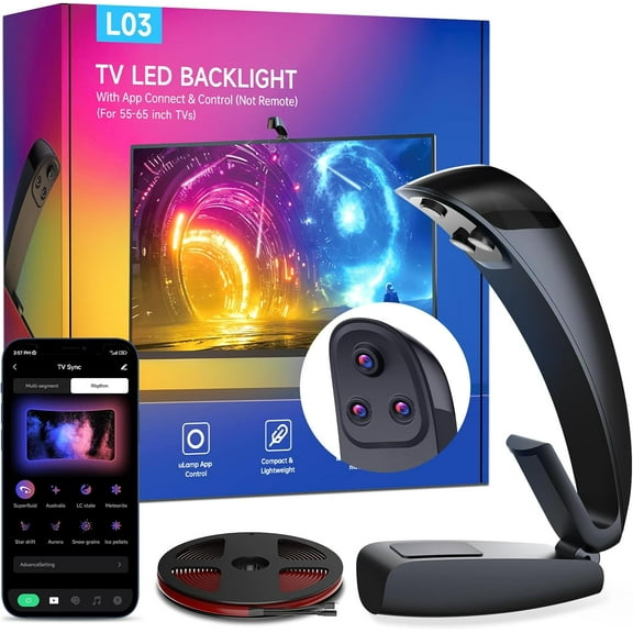 TV Backlight with Sensor, 14.7ft Cuttable Strip Lights for 55-65 Inch ...