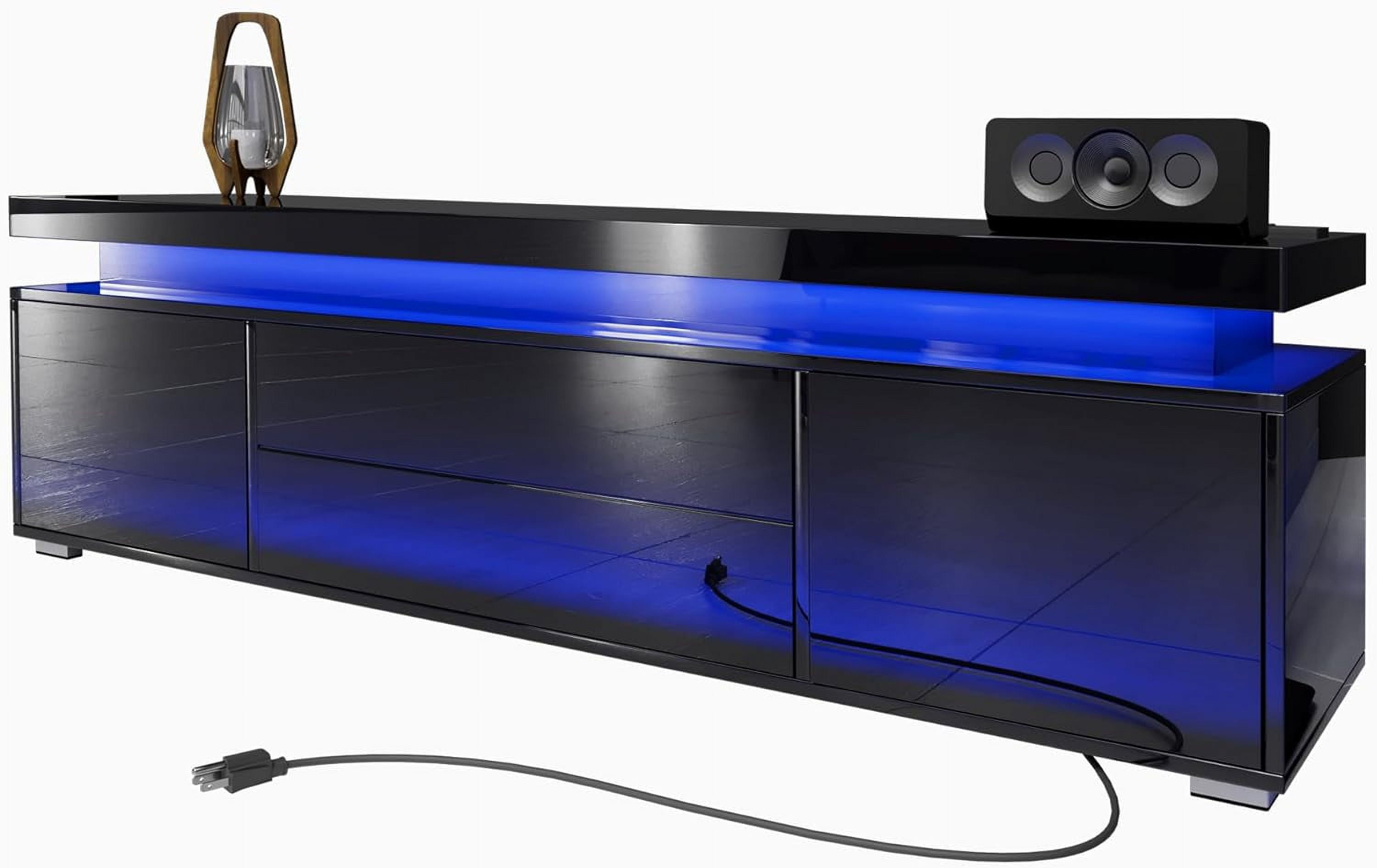 AYFDEGT LED TV Stand Black High Gloss for 55/65/70/75 inch TV Modern ...