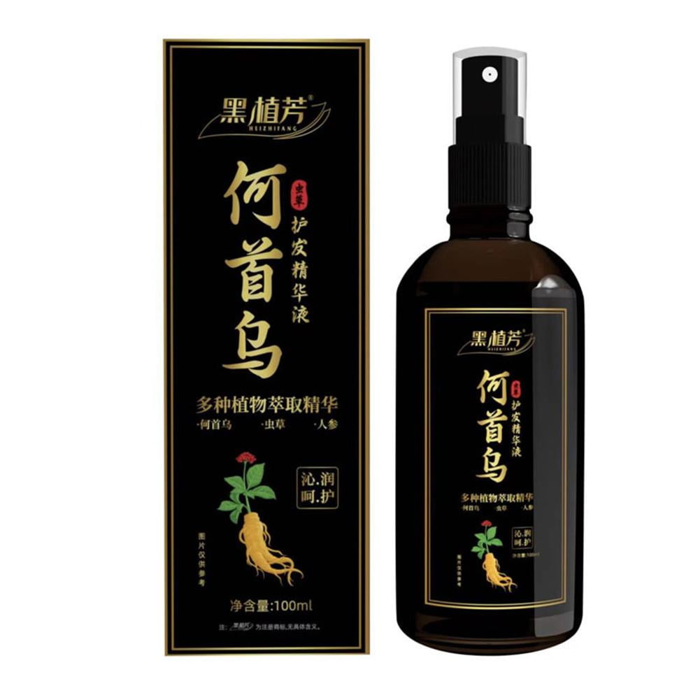 AYFFDIYI Polygonum Herbal Black Hair Spray Black Hair Serum Thick Black ...