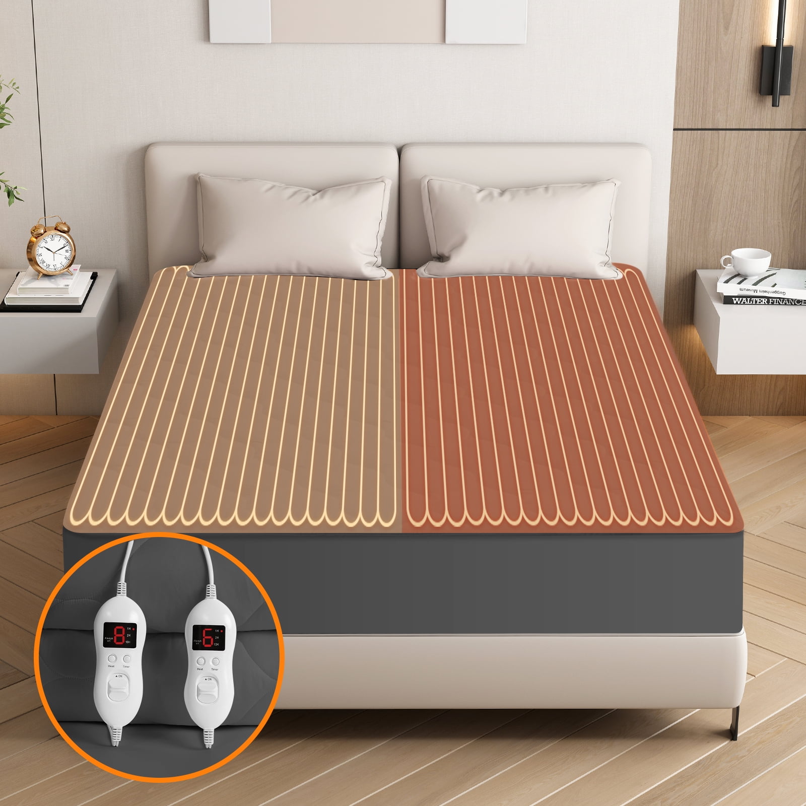 AYGE King Size Heated Mattress Pad with Dual Control- Electric Bed ...