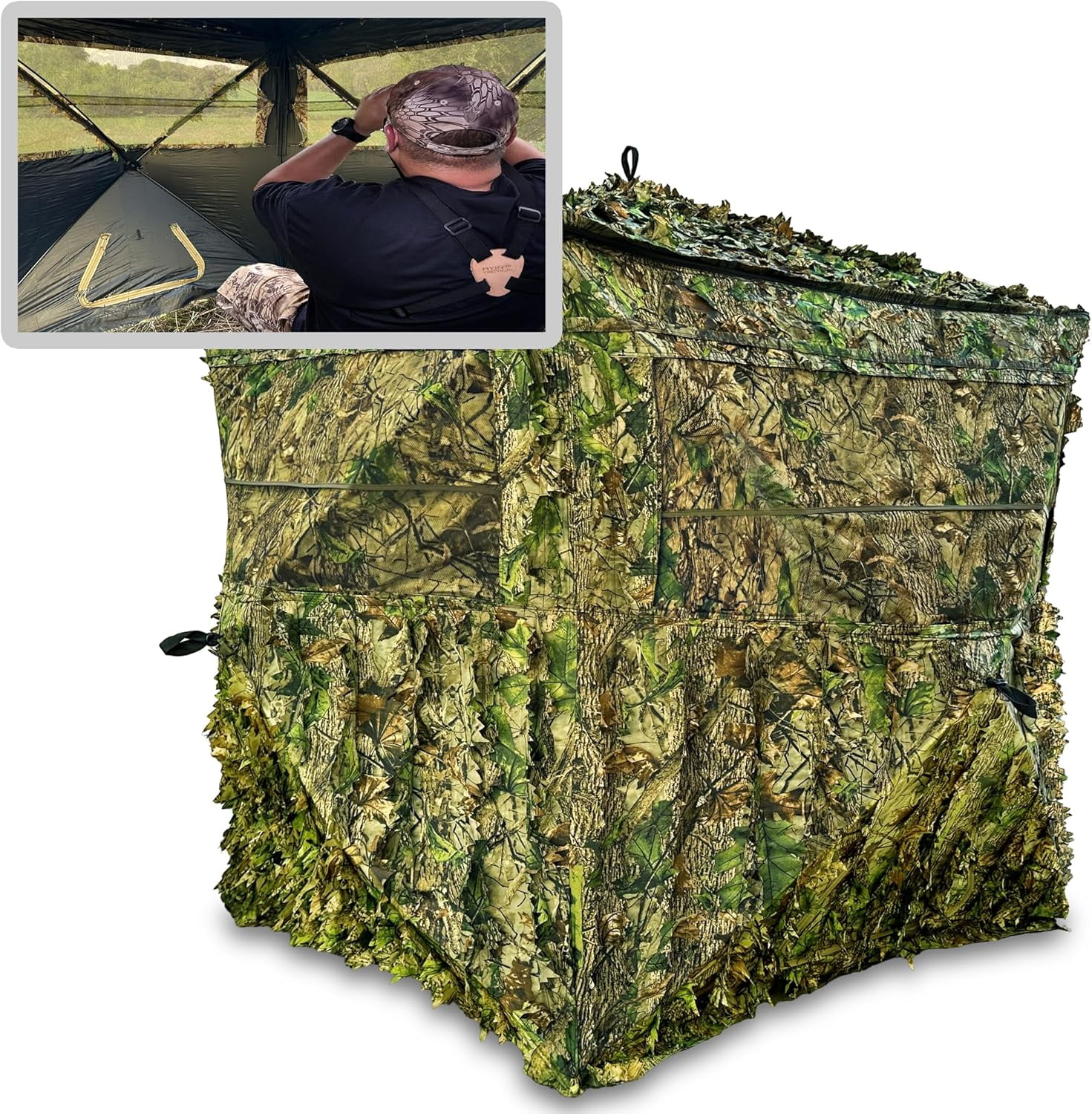 AYIN 3D Hunting Ground Wall Blind, 2-3 Person Pop Up Ground Blinds, 5-6 ...
