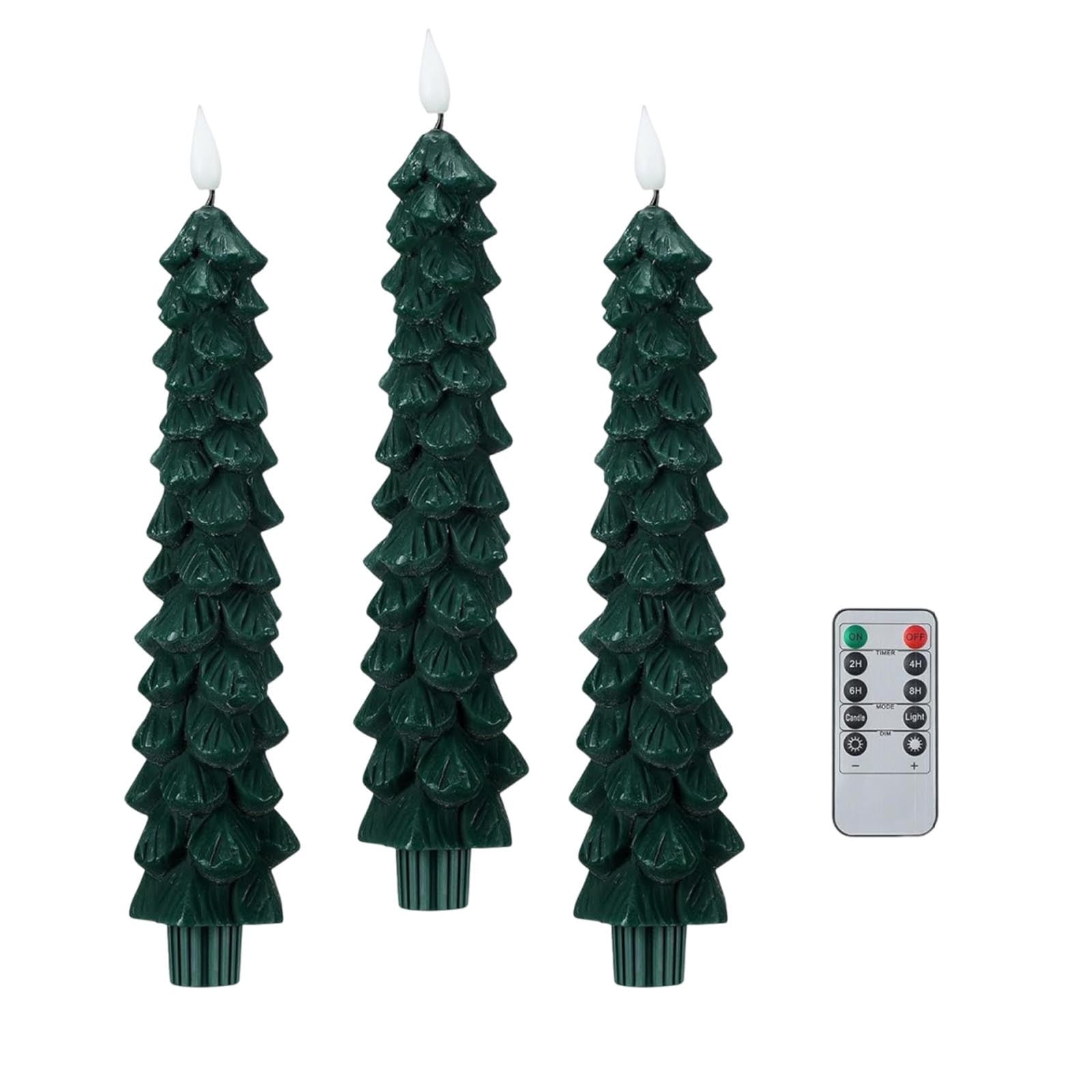 Summercome 3 Pcs Christmas Tree Candles with Remote, Flameless Taper ...