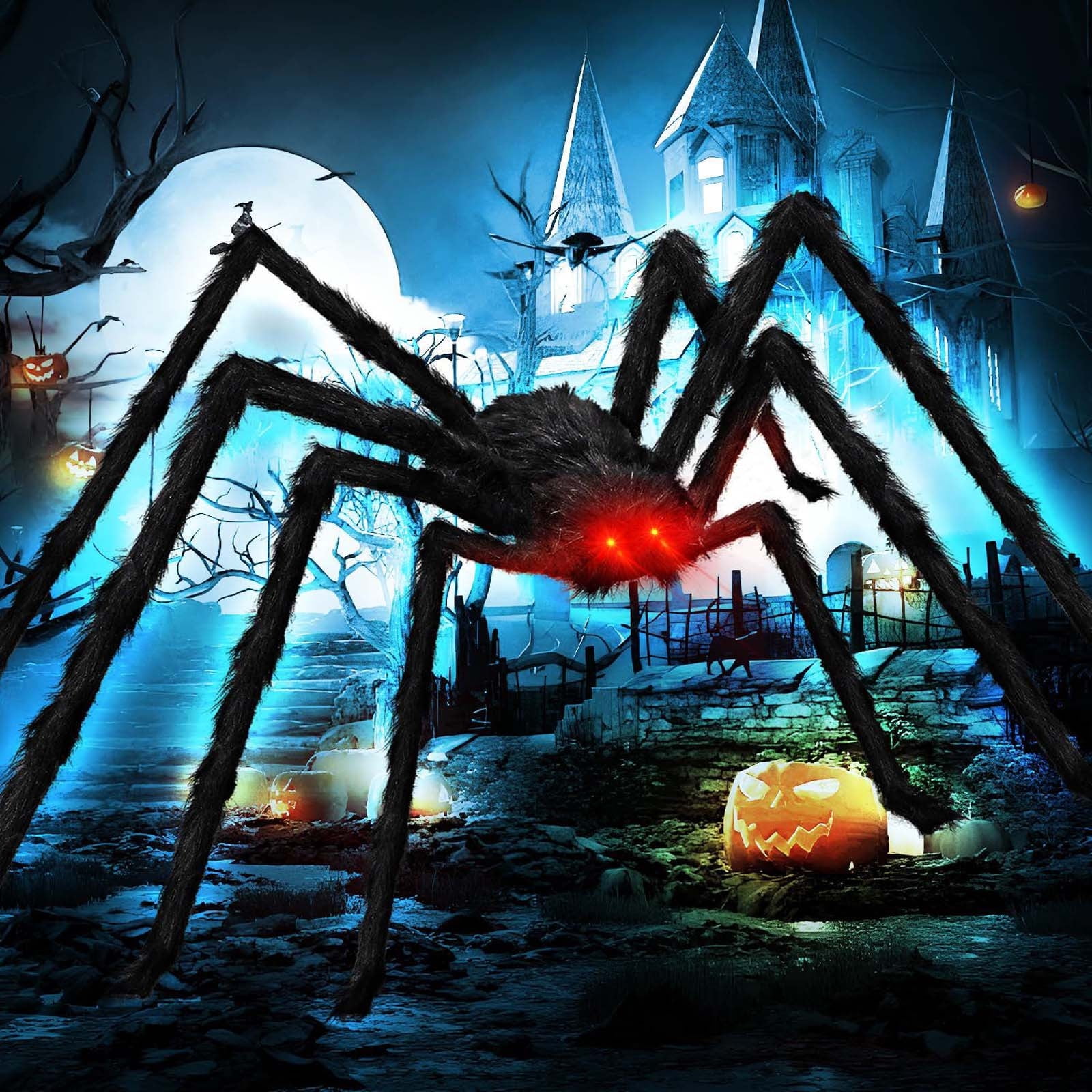 Summercome 6.56 Ft Halloween Giant Spider, Fake Large Hairy Spider ...