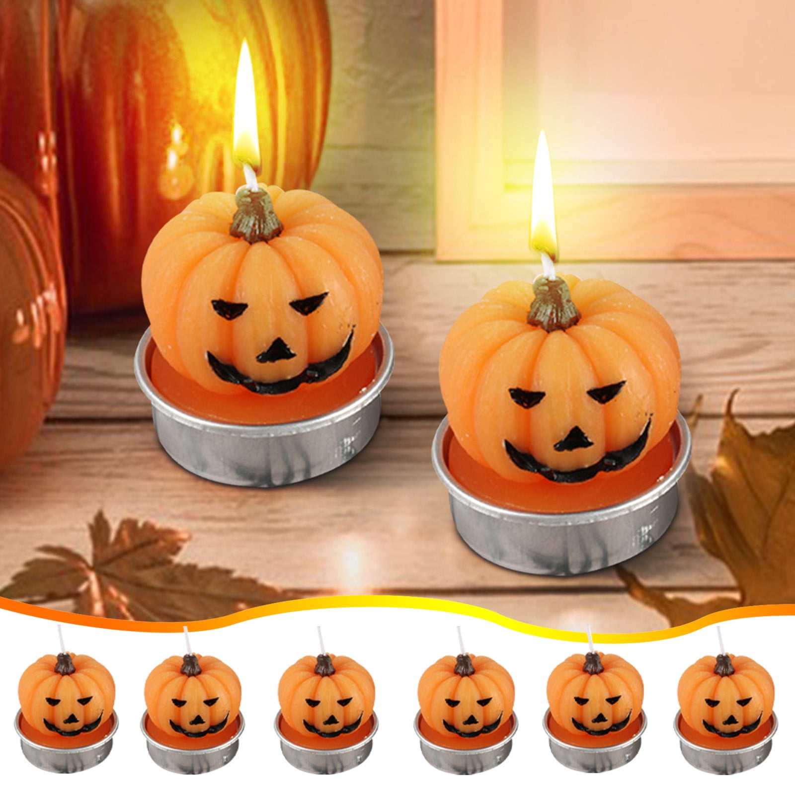 AYKHKYA 6 PCS Halloween Pumpkin Ghost Candles, Novelty Votive Ghost ...