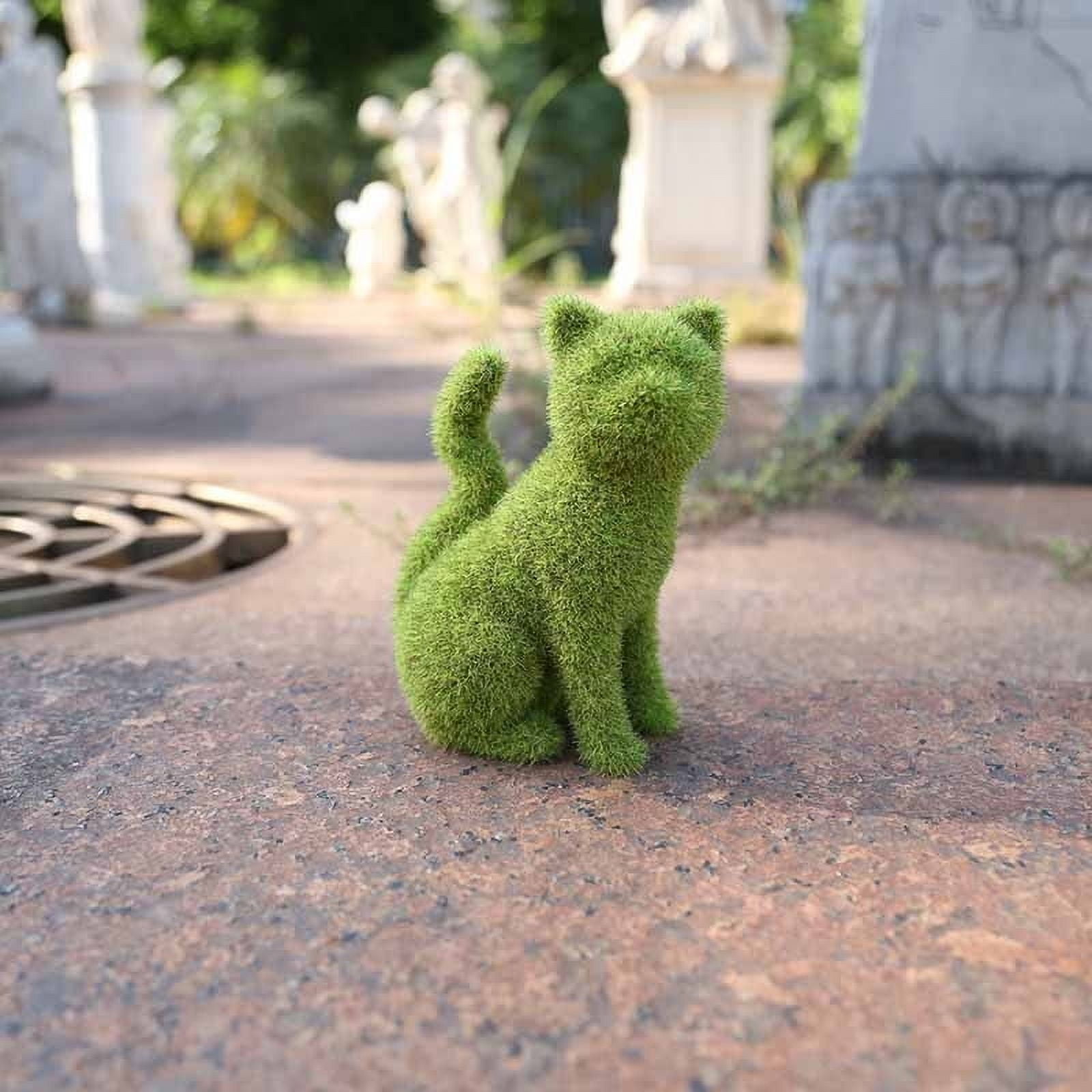 Summercome Artificial Moss Rock Dog Statue, Cute Flocking Dog Ornament for Outdoor Garden ...