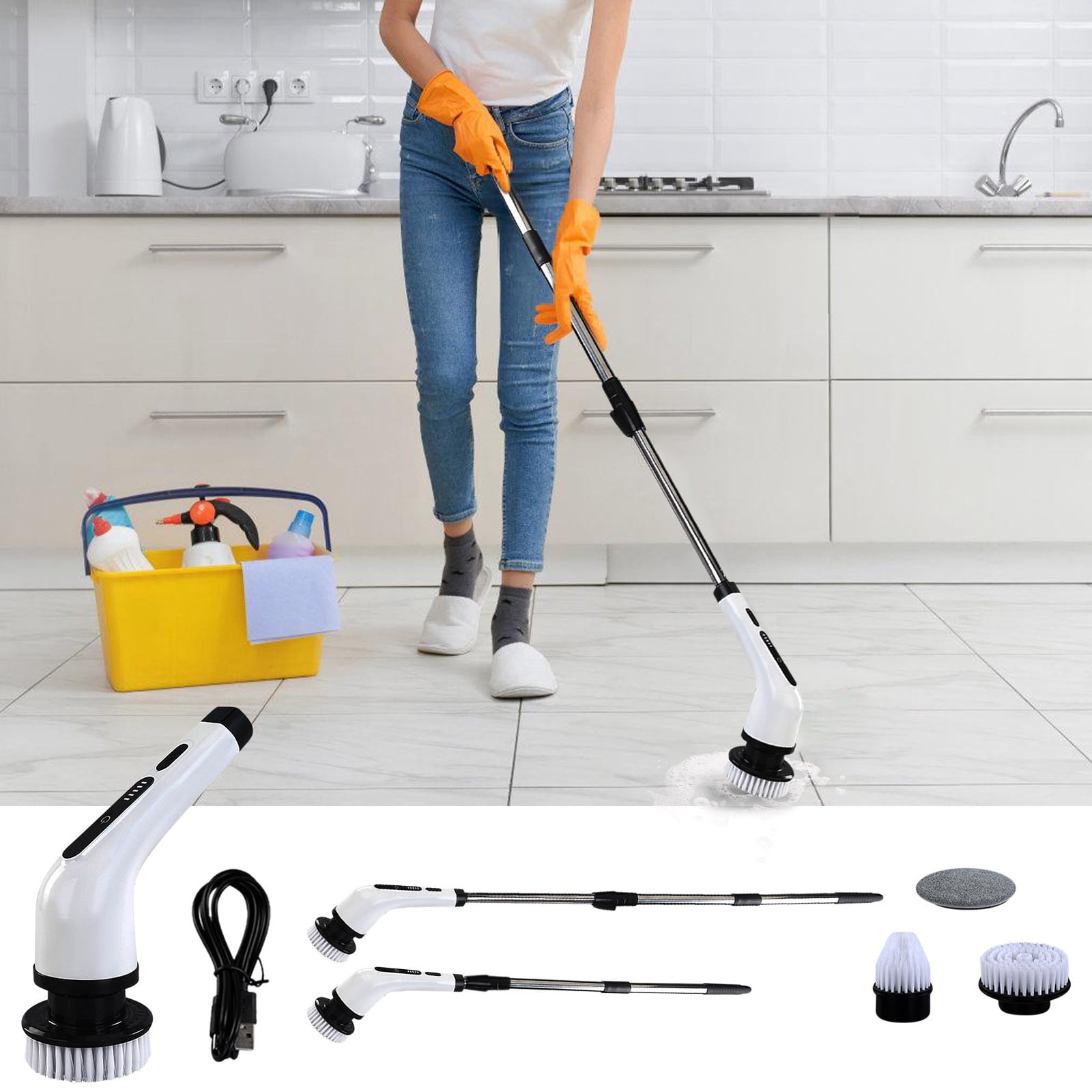 AYKHKYA Electric Spin Scrubber, Shower Scrubber Cordless Cleaning Brush ...