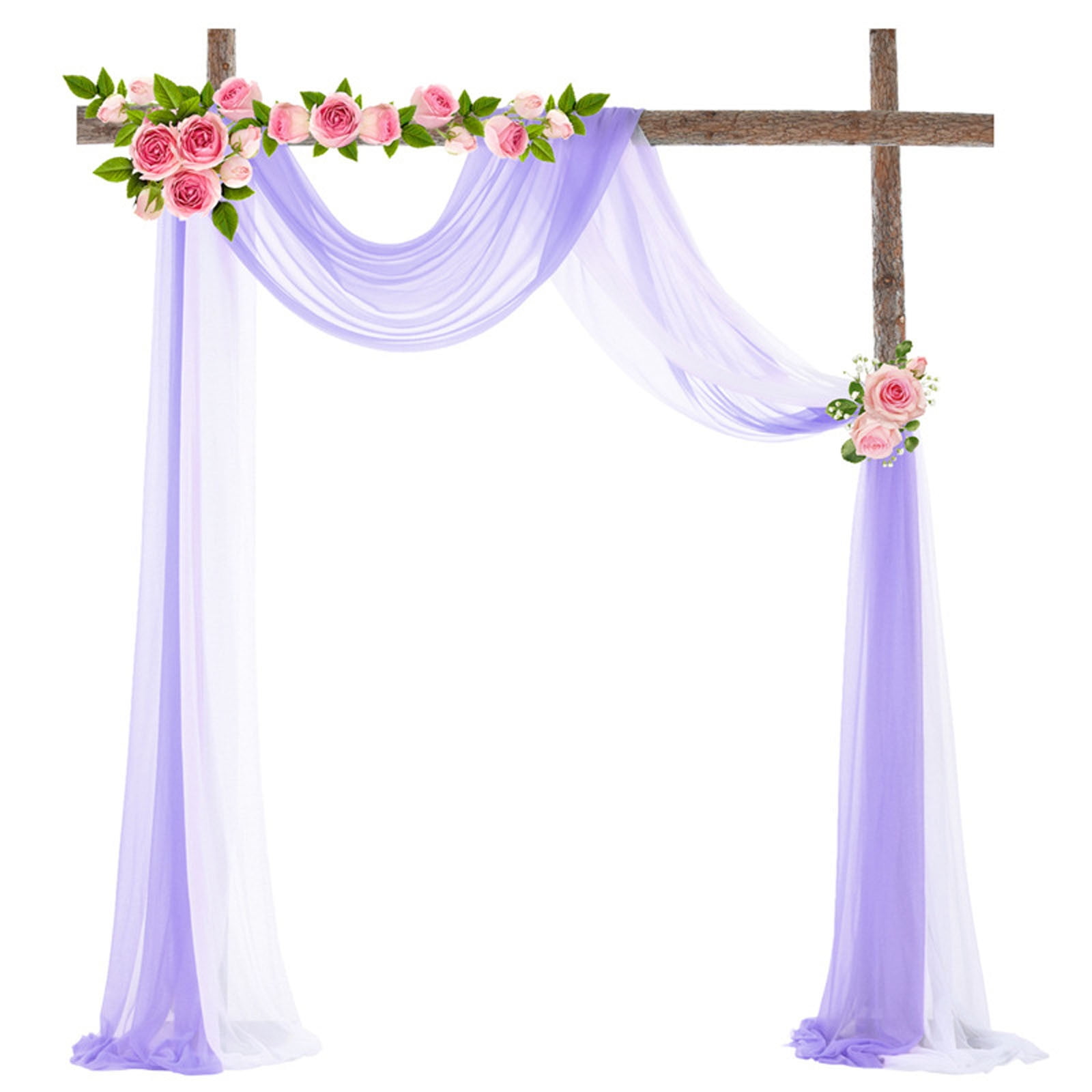 Summercome Sheer Window Scarf, 2 Pcs Purple White Sheer Window Scarf ...