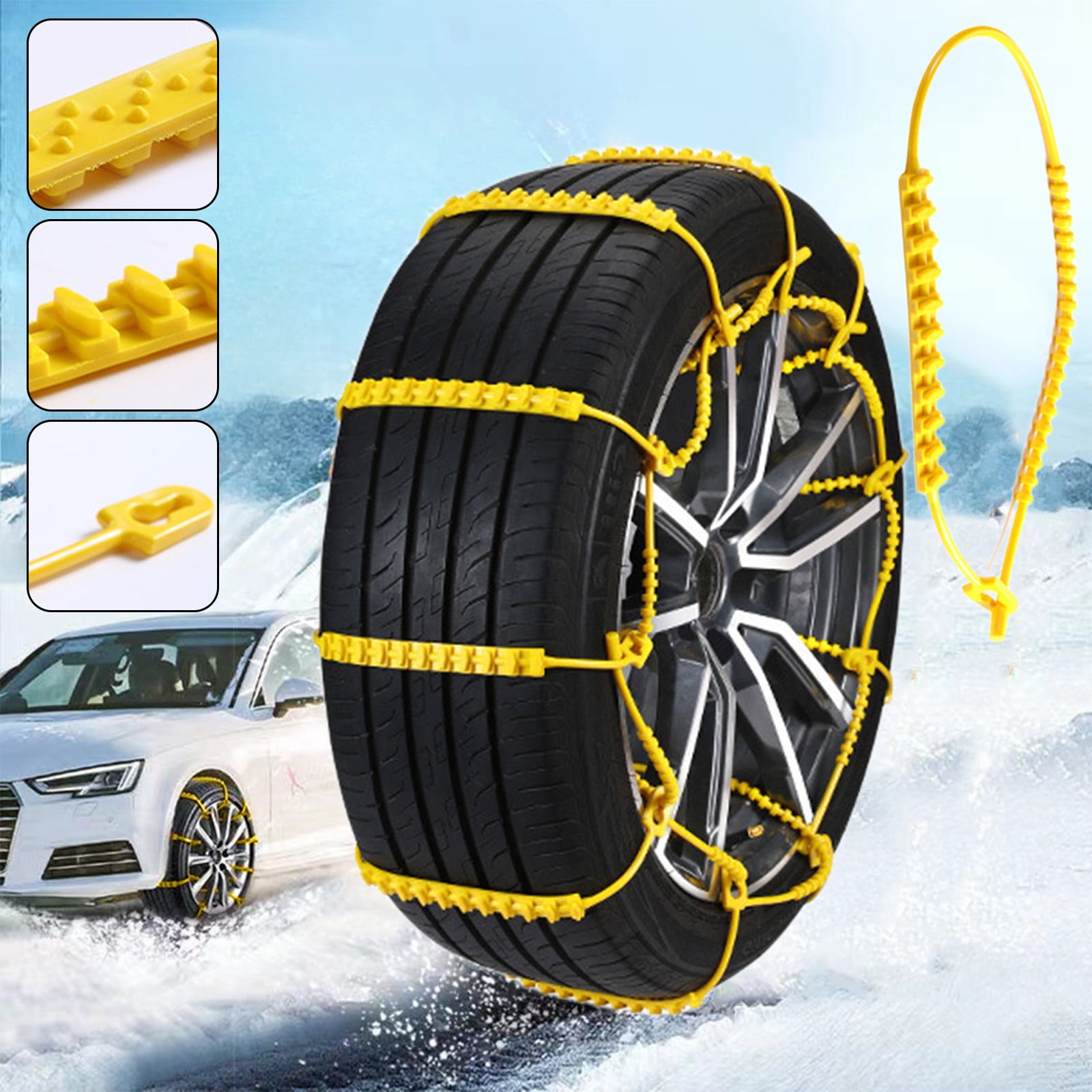 AYKHKYA Snow Tire Chain, Reusable Portable Adjustable Plastic Non-Slip ...