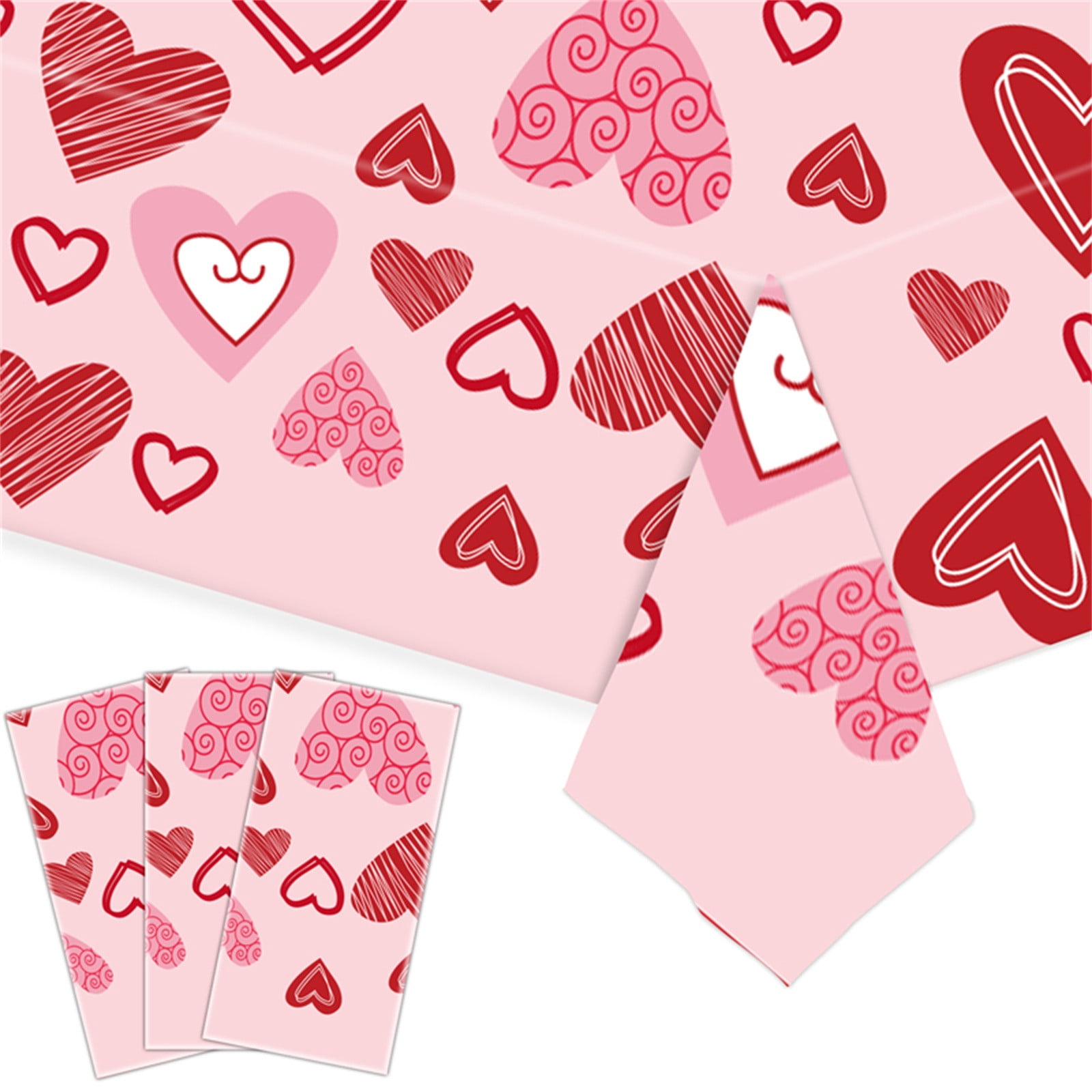 Summercome Valentine's Day Rectangle Tablecloth, Red Pink Heart Print ...