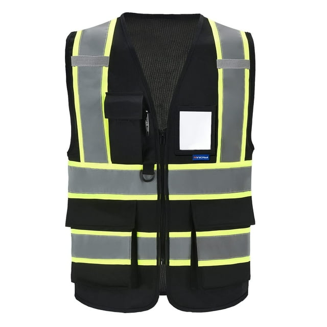 AYKRM Black High Vis Reflective Safety Vest for Women Men Security vest ...