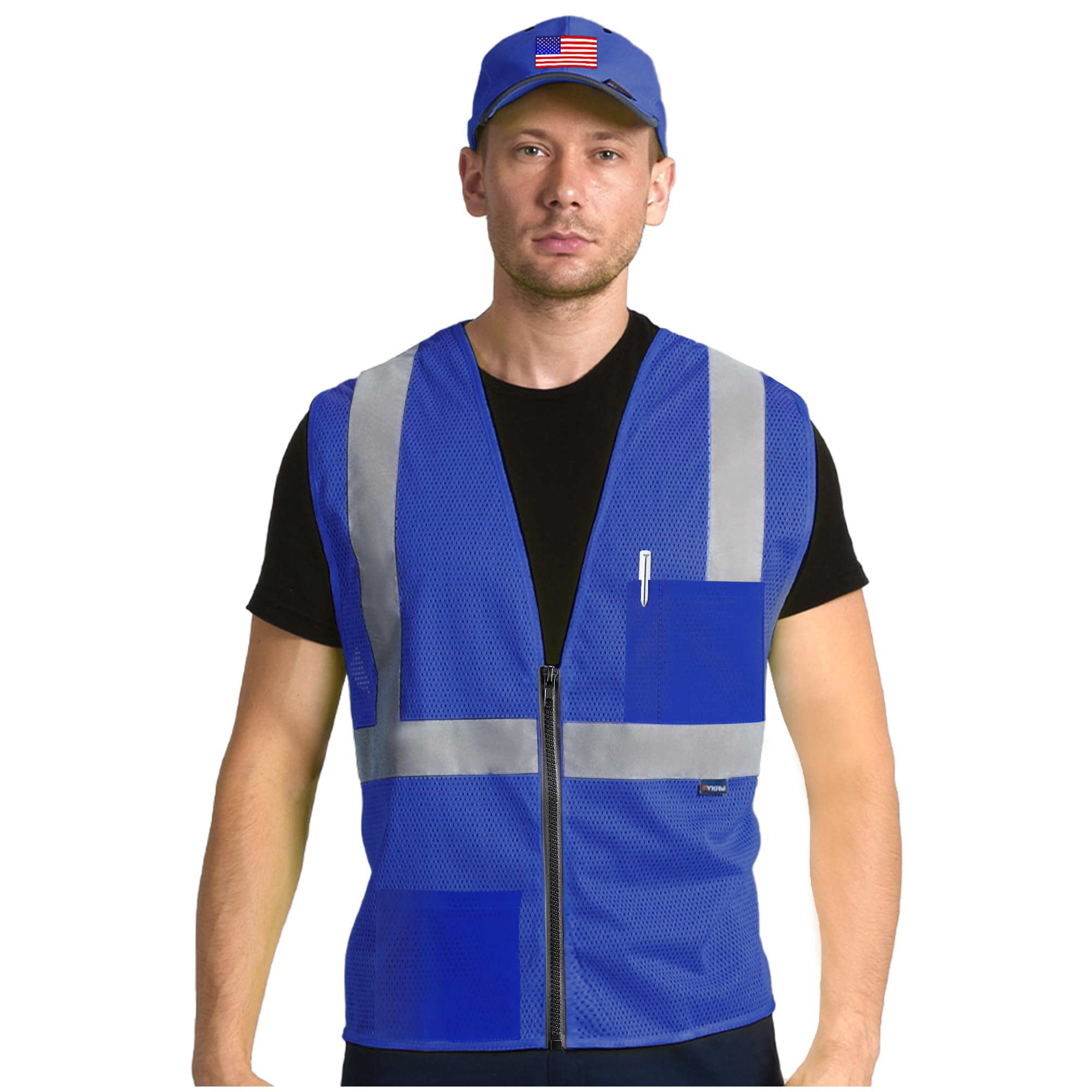 AYKRM 2 Pocket Mesh High Visibility Reflective Safety Vest for men ...