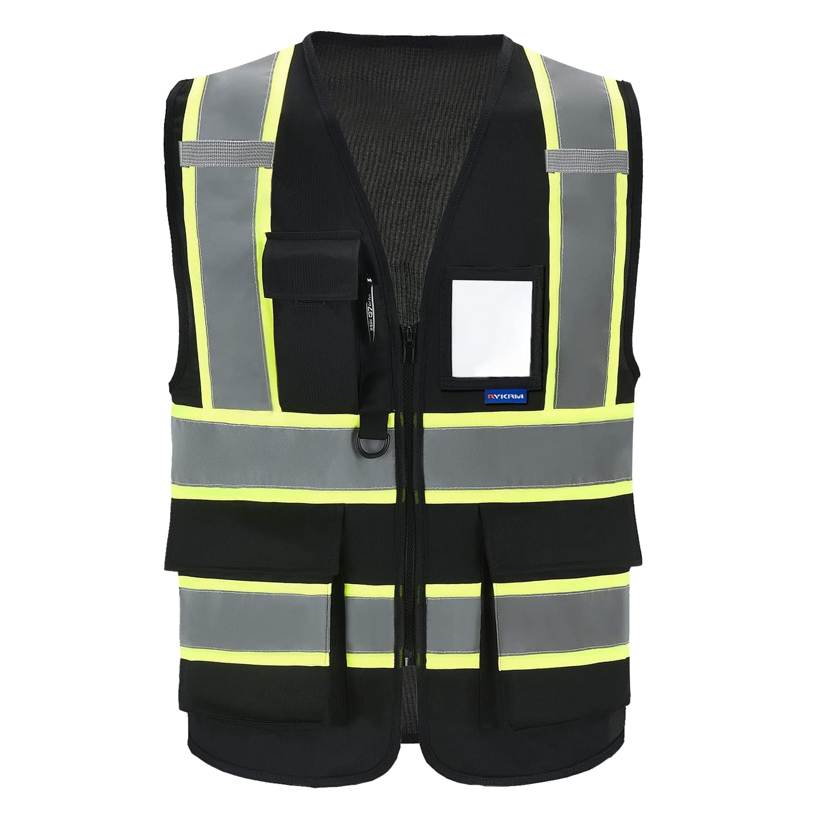 AYKRM Black High Vis Reflective Safety Vest for Women Men Security vest ...