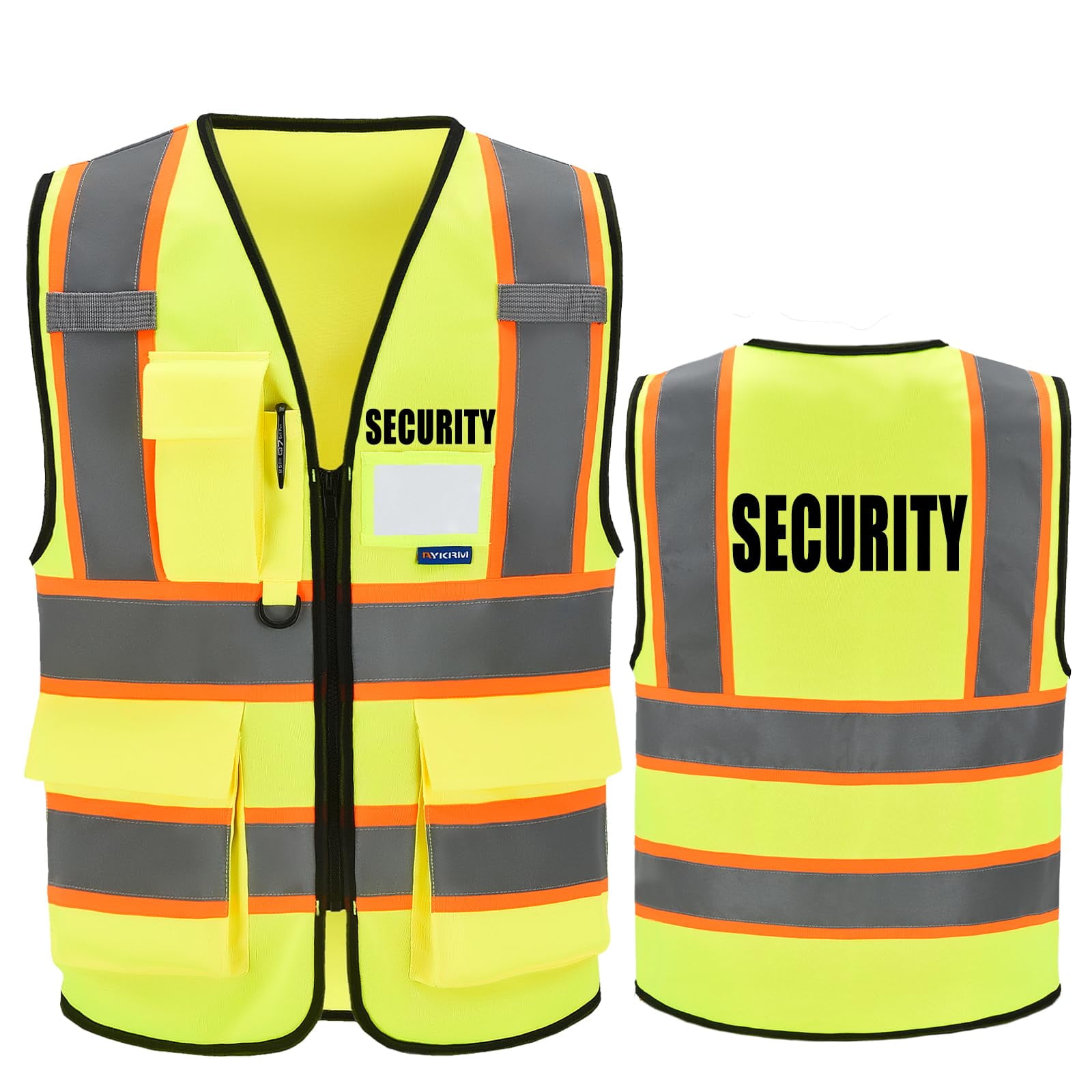 AYKRM Security Vest for Men Women 7 Pockets High Visibility Reflective ...